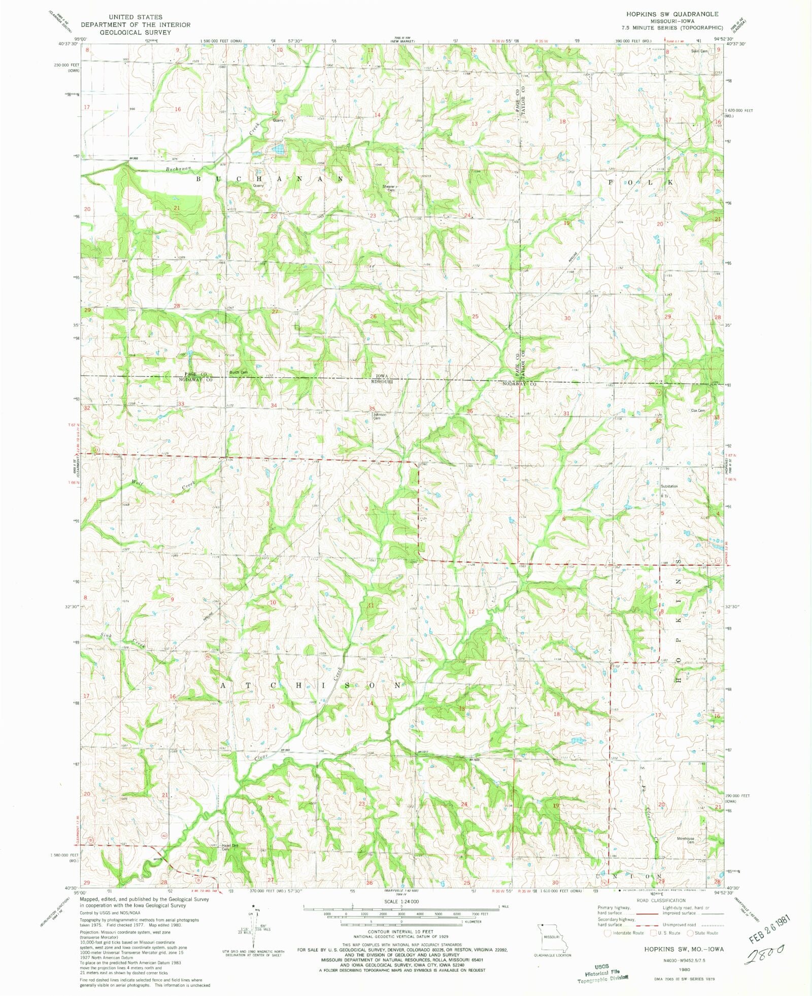Classic USGS Hopkins SW Missouri 7.5'x7.5' Topo Map – MyTopo Map Store
