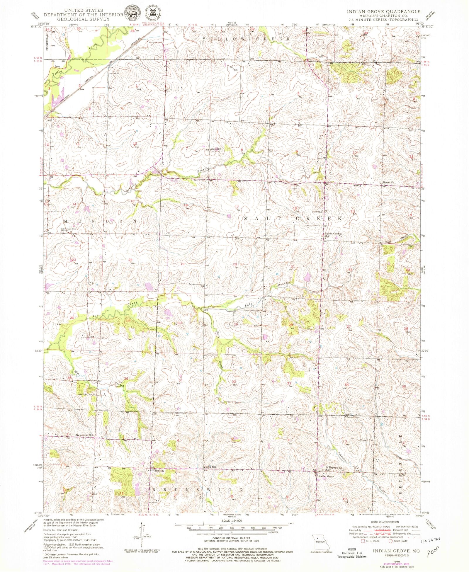 Classic USGS Indian Grove Missouri 7.5'x7.5' Topo Map – MyTopo Map Store