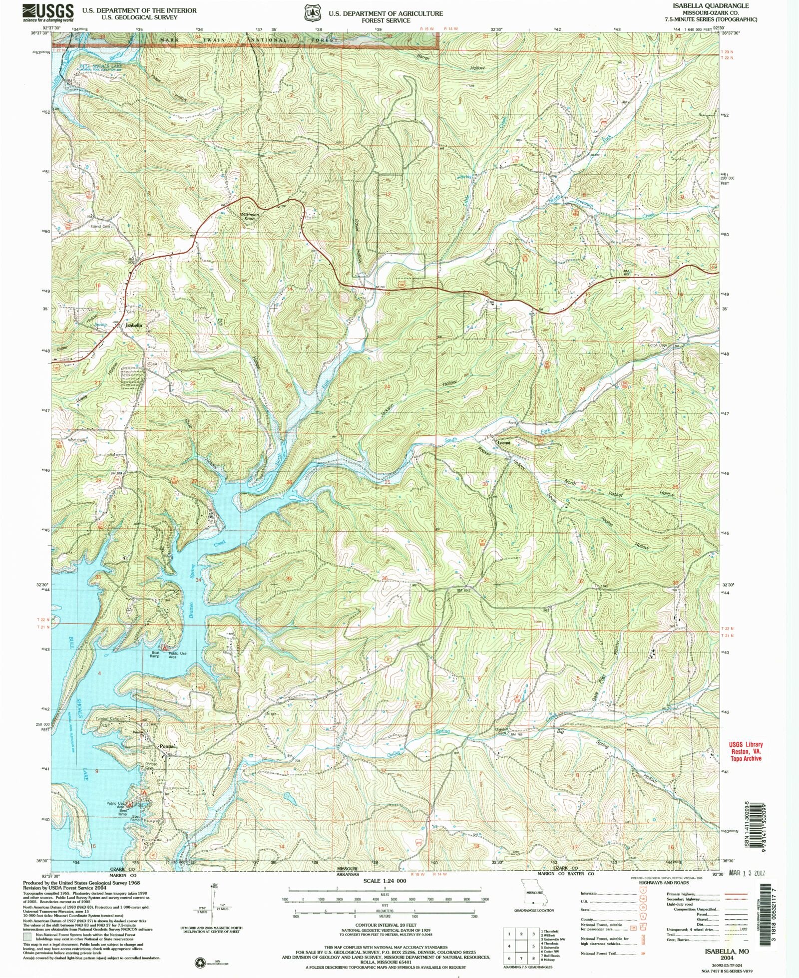 Classic USGS Isabella Missouri 7.5'x7.5' Topo Map – MyTopo Map Store