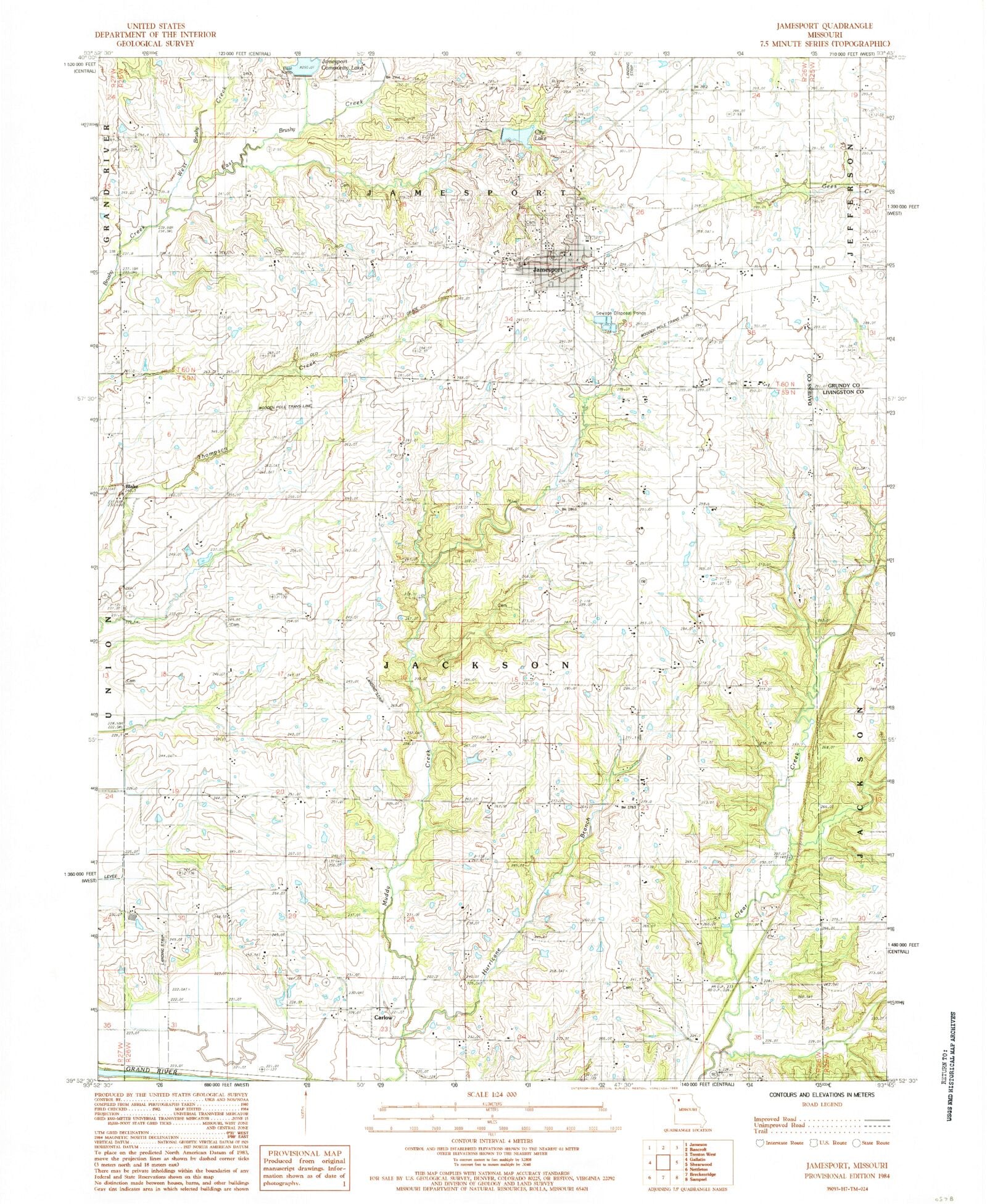 Classic USGS Jamesport Missouri 7.5'x7.5' Topo Map – MyTopo Map Store