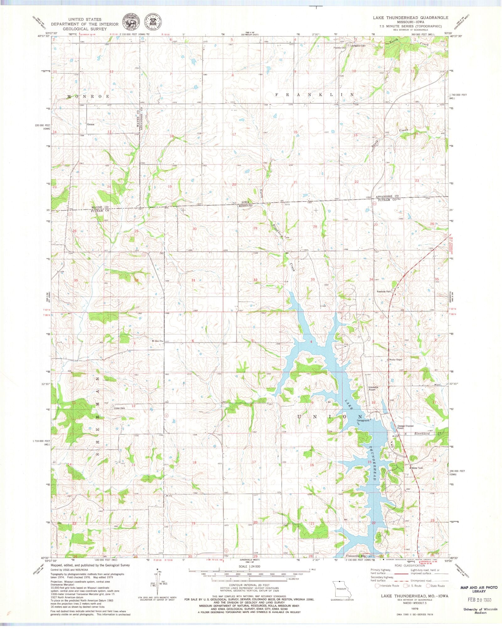 Classic USGS Lake Thunderhead Missouri 7.5'x7.5' Topo Map – MyTopo Map ...