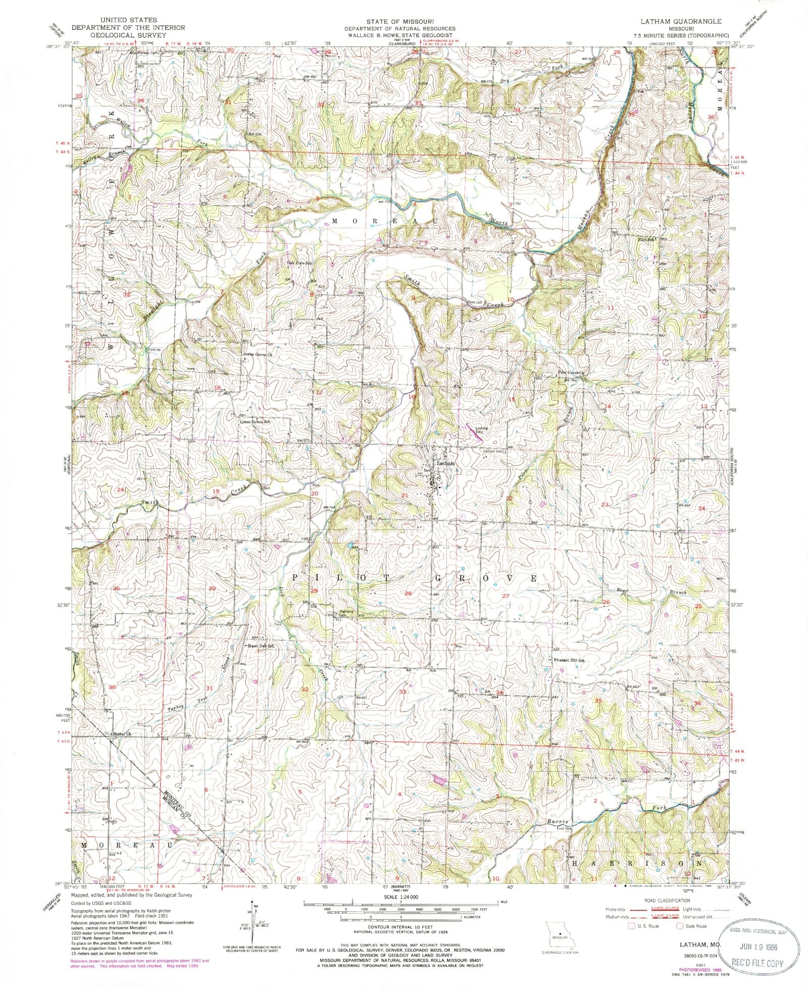 Classic USGS Latham Missouri 7.5'x7.5' Topo Map – MyTopo Map Store