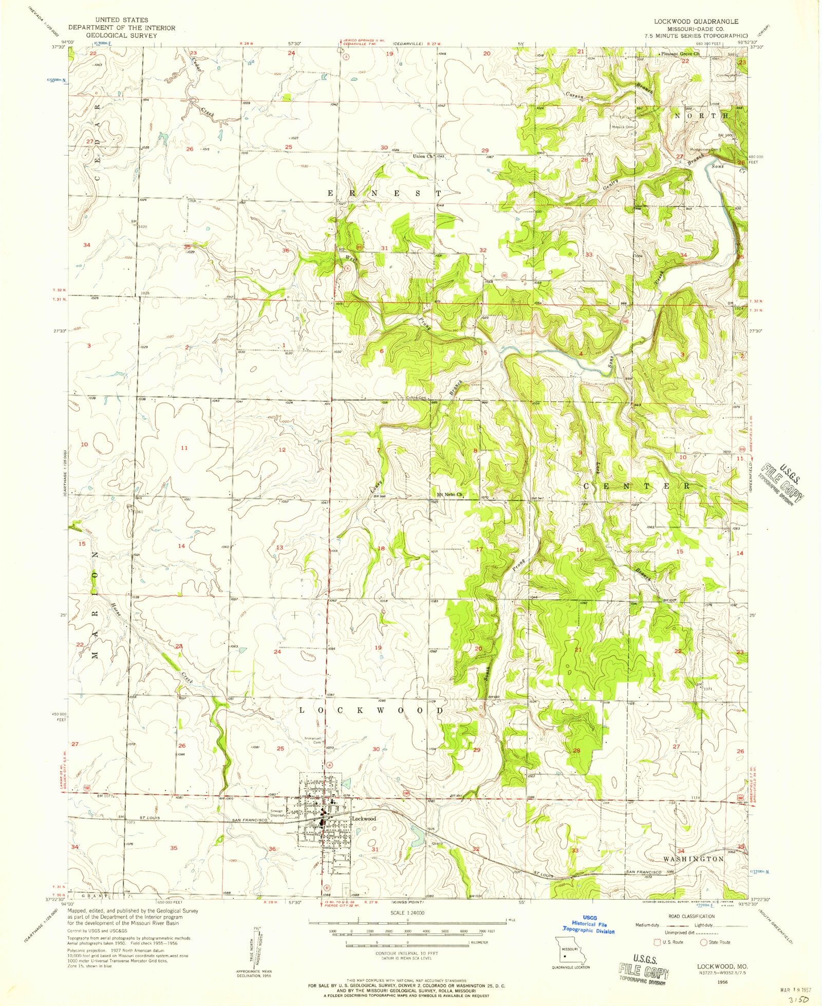 Classic USGS Lockwood Missouri 7.5'x7.5' Topo Map – MyTopo Map Store