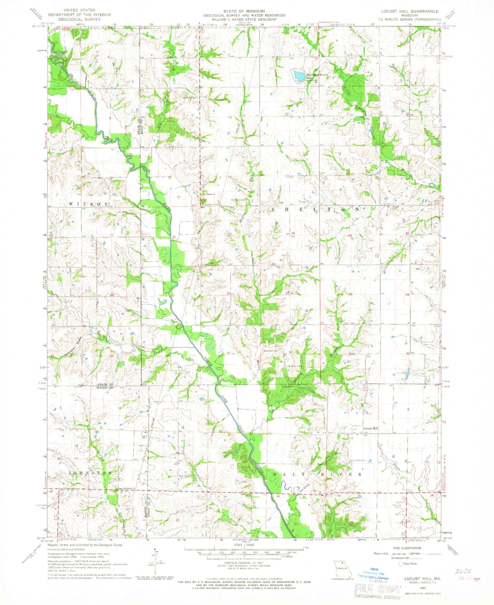 Classic USGS Locust Hill Missouri 7.5'x7.5' Topo Map – MyTopo Map Store