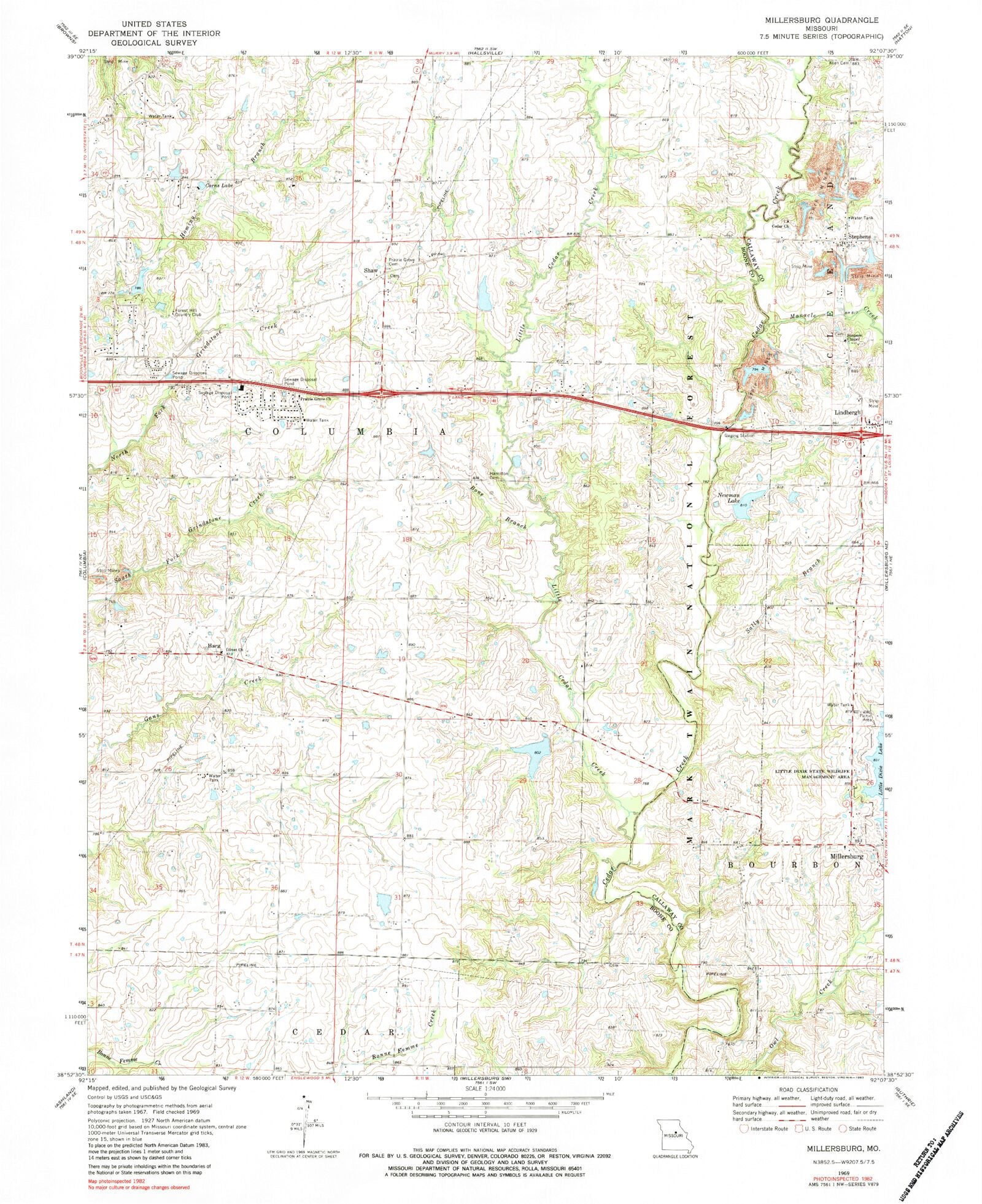 Classic USGS Millersburg Missouri 7.5'x7.5' Topo Map – MyTopo Map Store