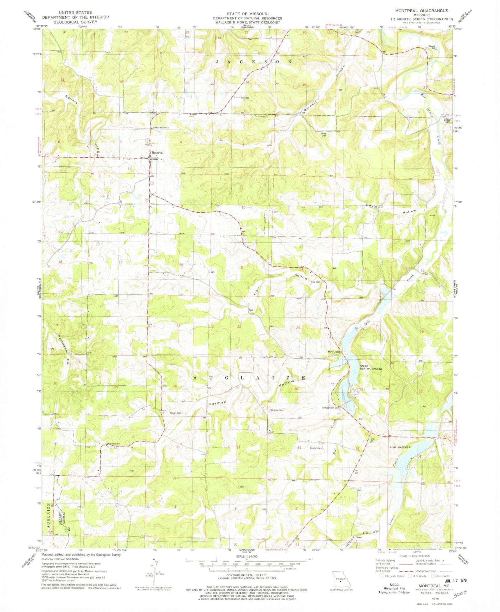 Classic USGS Montreal Missouri 7.5'x7.5' Topo Map – MyTopo Map Store