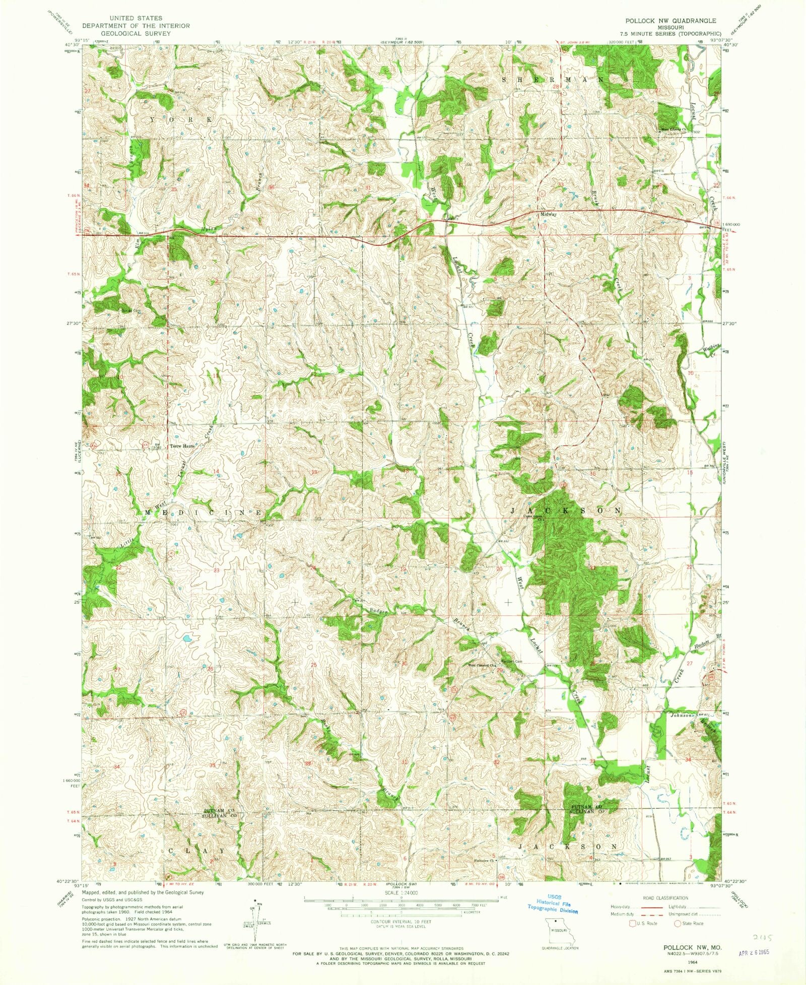 Classic USGS Pollock NW Missouri 7.5'x7.5' Topo Map – MyTopo Map Store