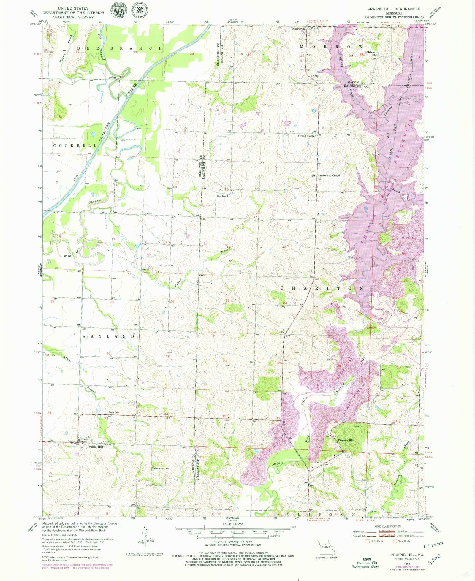 Classic USGS Prairie Hill Missouri 7.5'x7.5' Topo Map – MyTopo Map Store