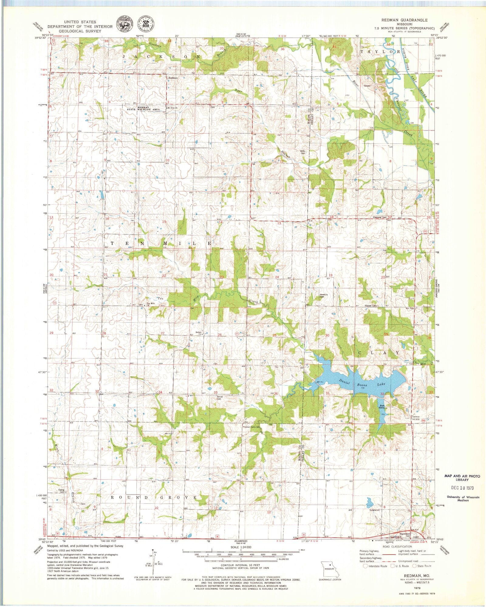 Classic USGS Redman Missouri 7.5'x7.5' Topo Map – MyTopo Map Store