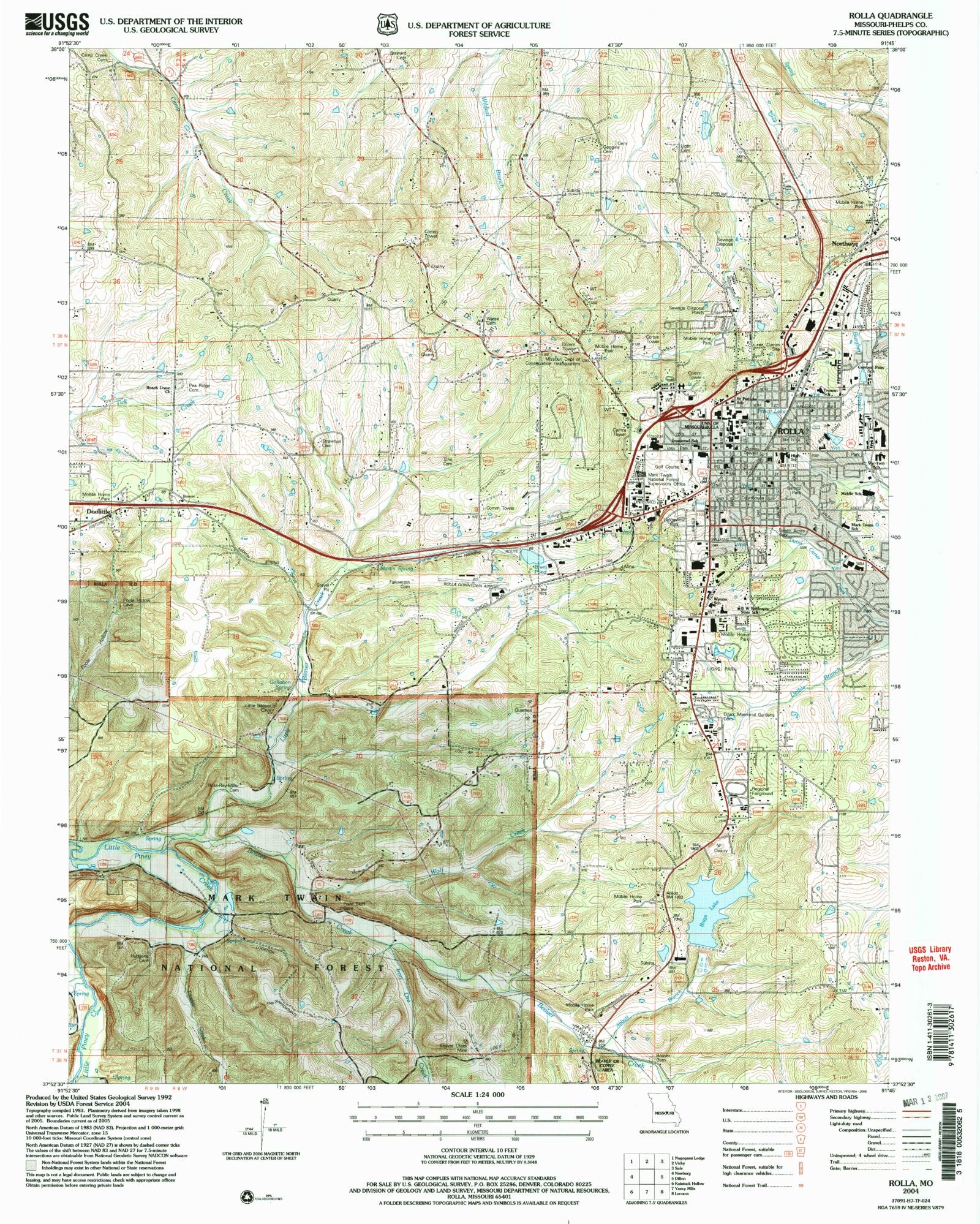 Classic USGS Rolla Missouri 7.5'x7.5' Topo Map – MyTopo Map Store