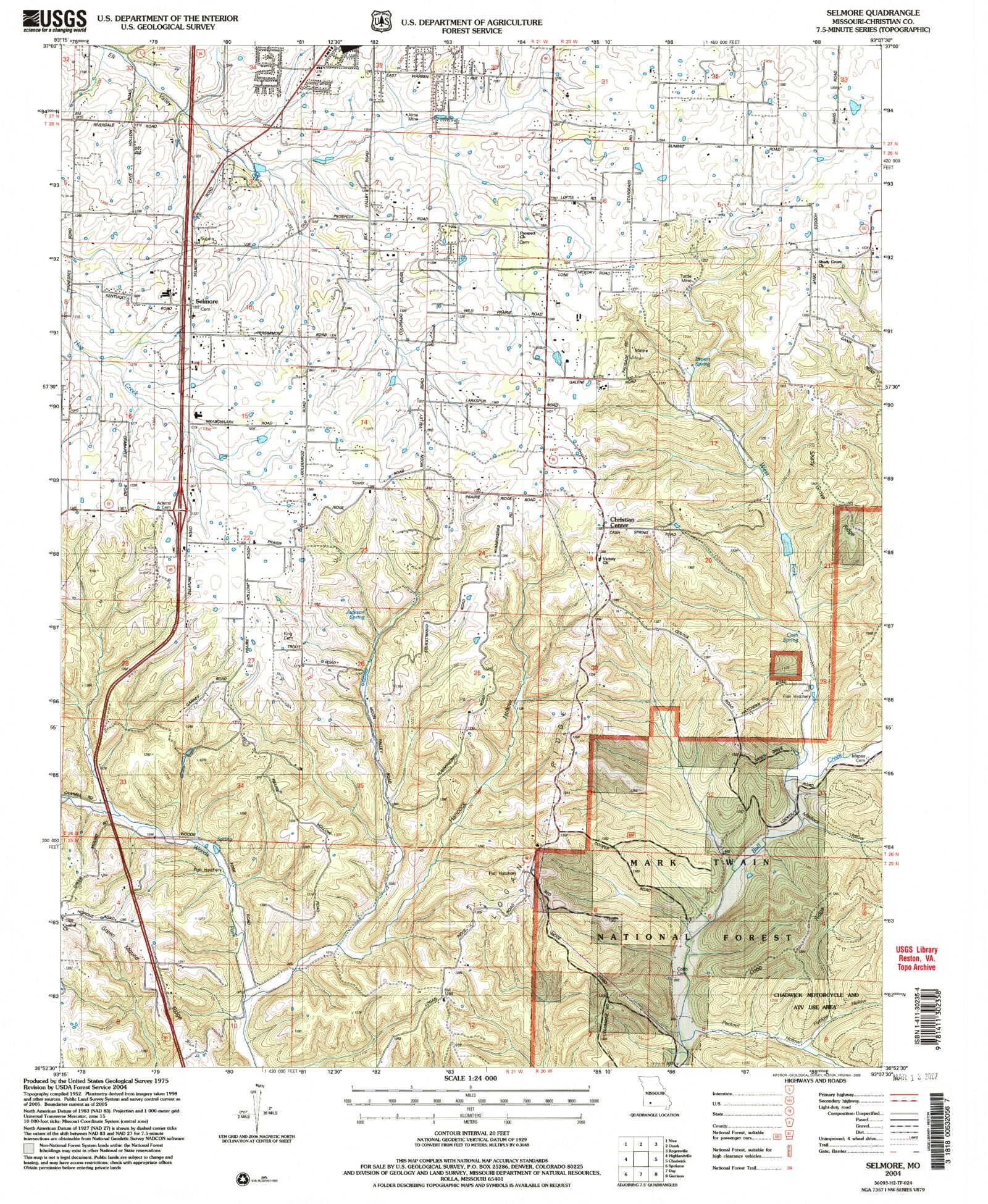 Classic USGS Selmore Missouri 7.5'x7.5' Topo Map – MyTopo Map Store