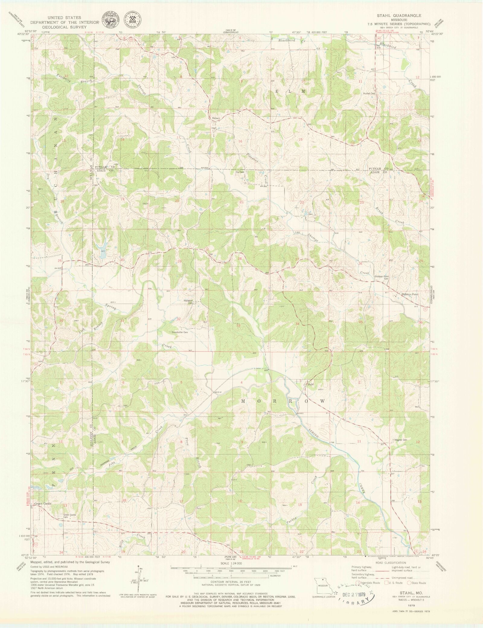 Classic USGS Stahl Missouri 7.5'x7.5' Topo Map – MyTopo Map Store