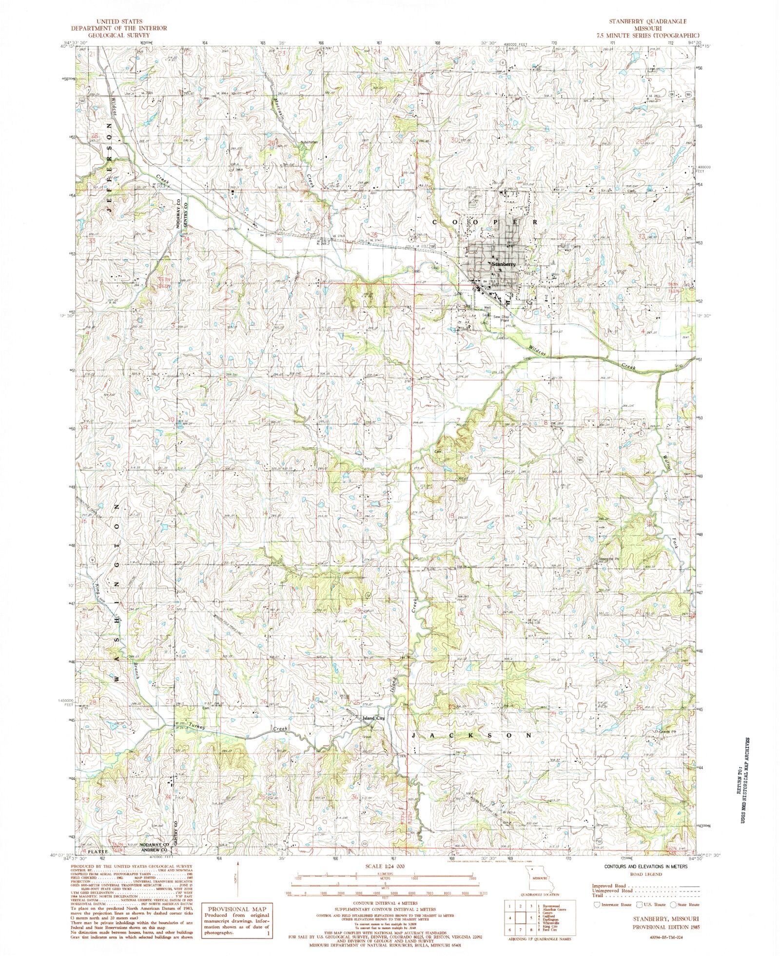 Classic USGS Stanberry Missouri 7.5'x7.5' Topo Map – MyTopo Map Store