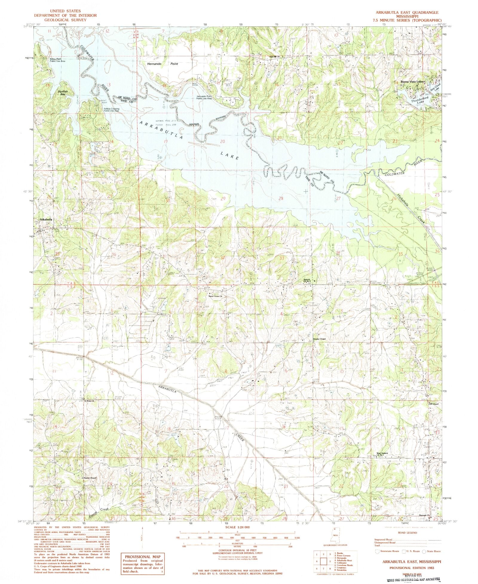 Classic USGS Arkabutla East Mississippi 7.5'x7.5' Topo Map – MyTopo Map ...
