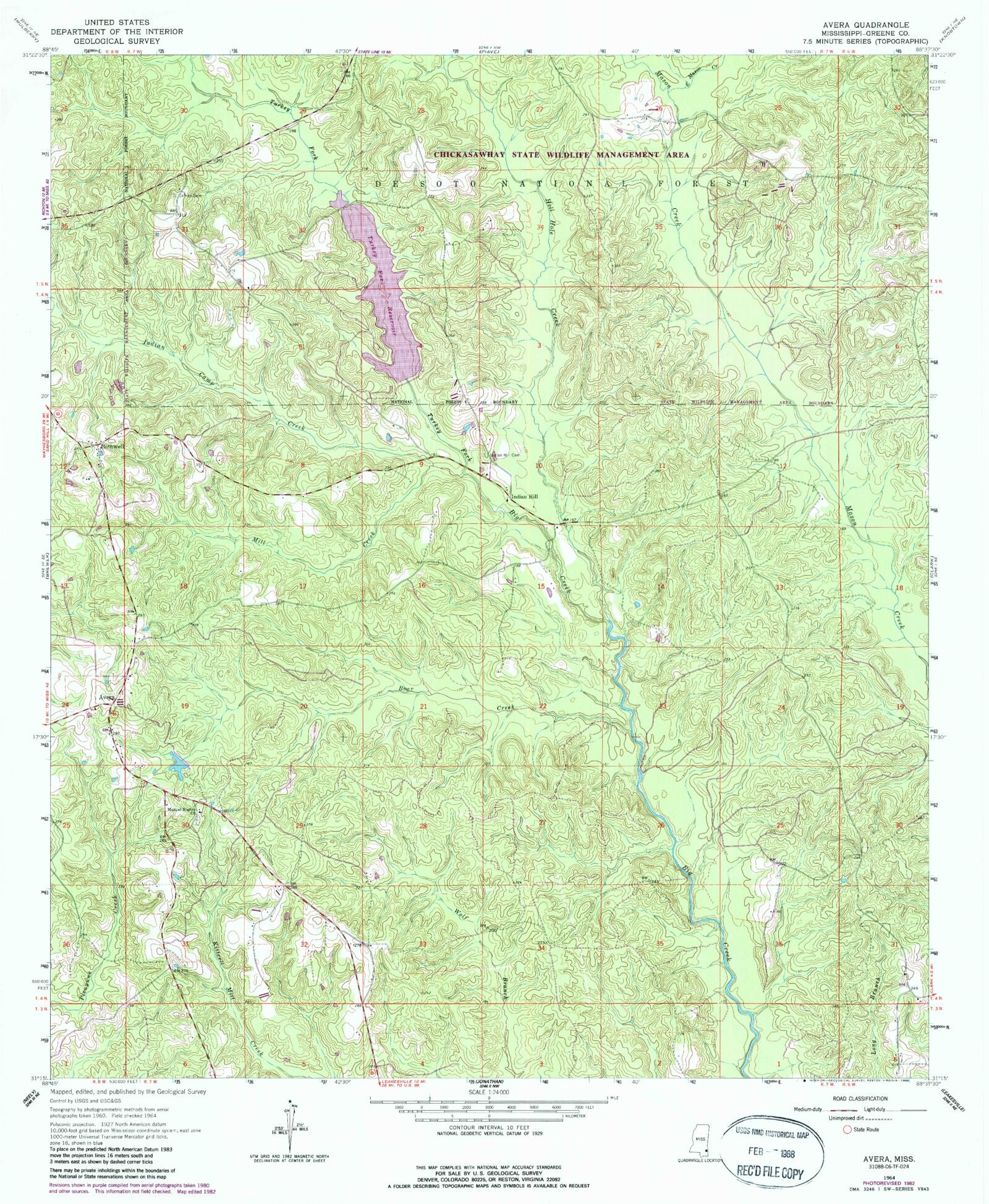 Classic USGS Avera Mississippi 7.5'x7.5' Topo Map – MyTopo Map Store