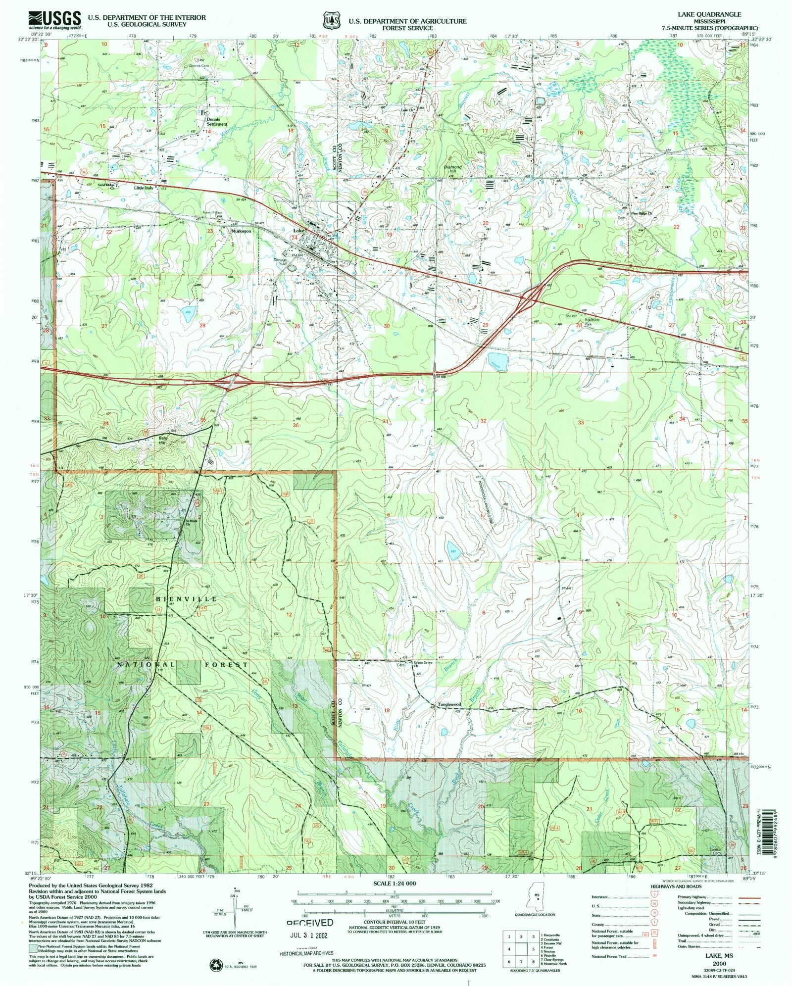 Classic USGS Lake Mississippi 7.5'x7.5' Topo Map – MyTopo Map Store