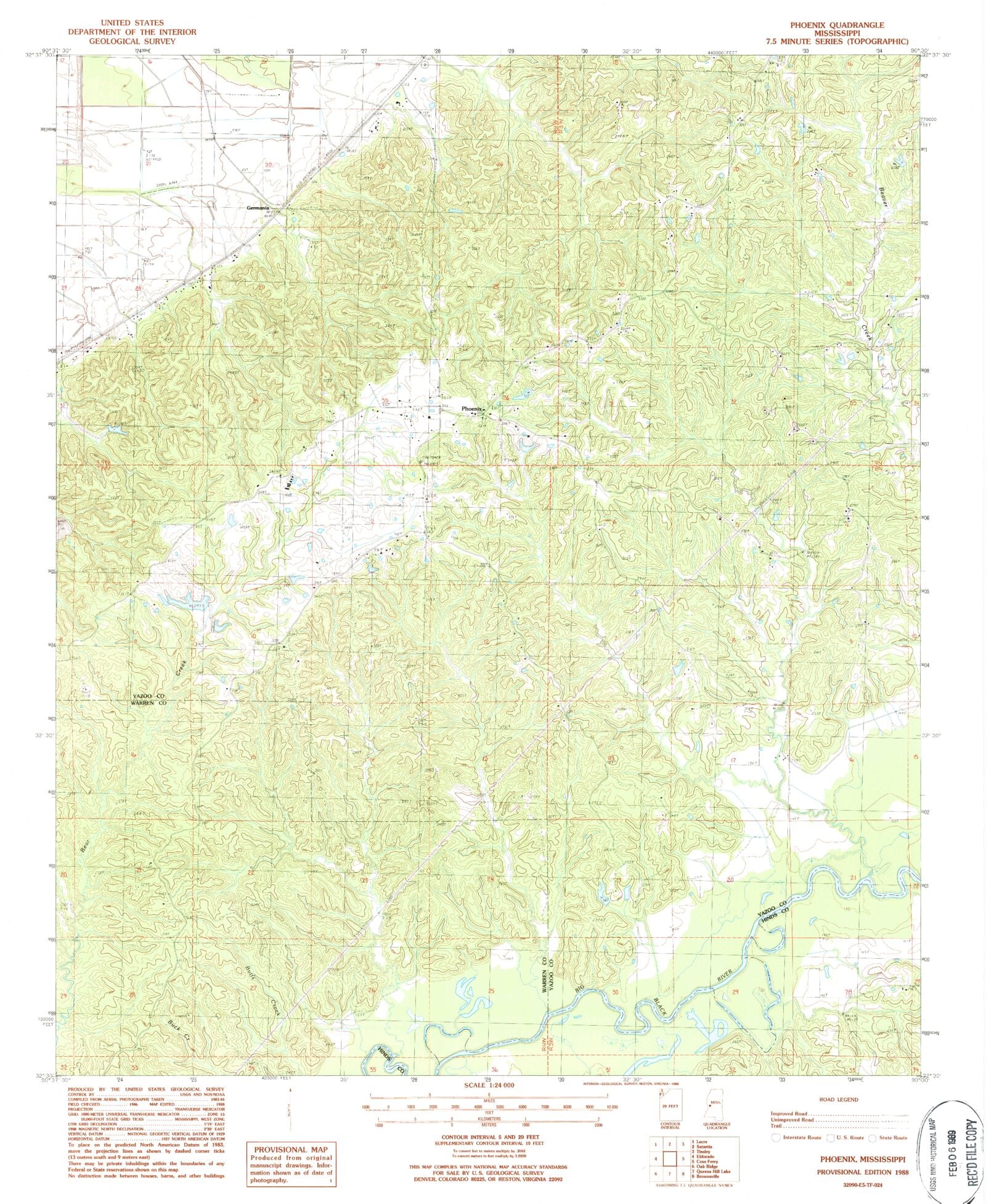 Classic USGS Phoenix Mississippi 7.5'x7.5' Topo Map – MyTopo Map Store