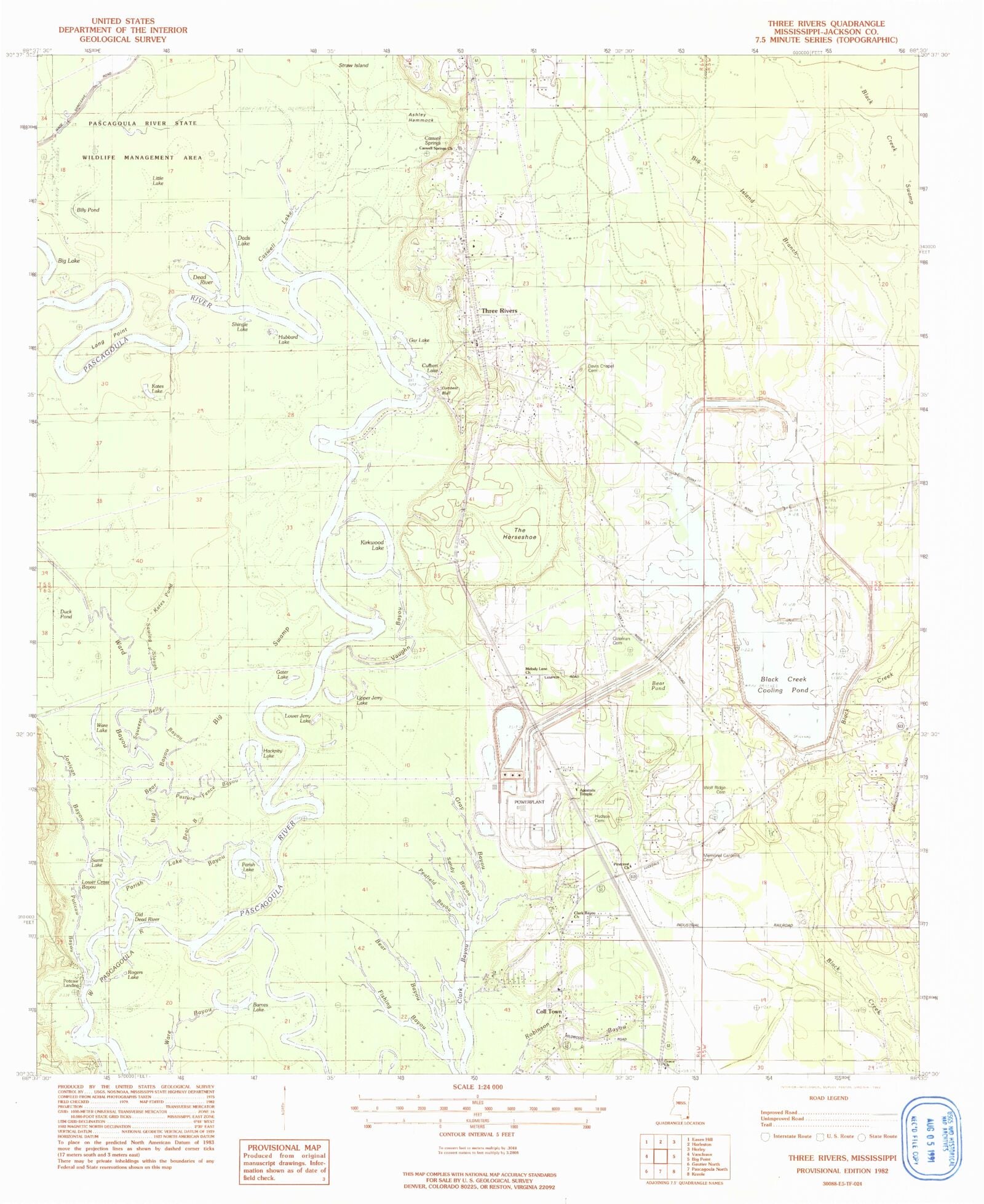 Classic USGS Three Rivers Mississippi 7.5'x7.5' Topo Map – MyTopo Map Store