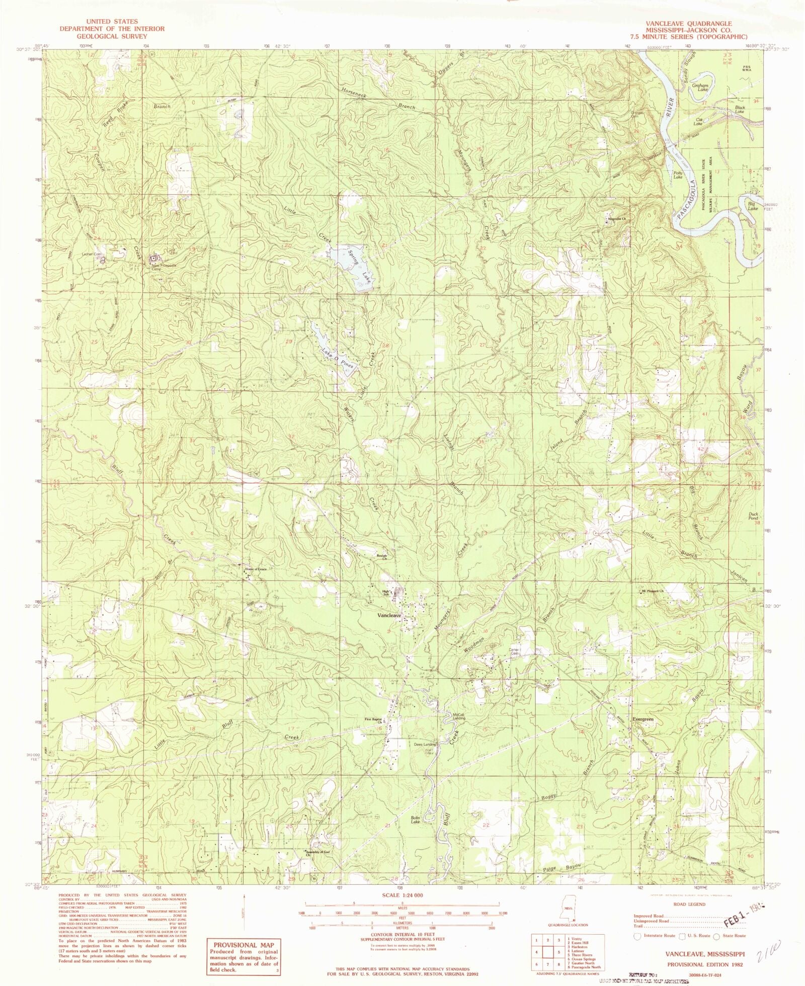 Classic USGS Vancleave Mississippi 7.5'x7.5' Topo Map – MyTopo Map Store