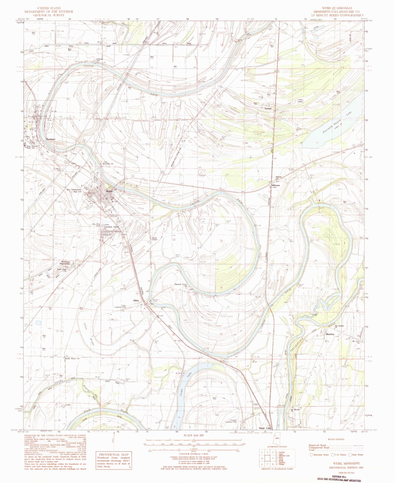 Classic USGS Webb Mississippi 7.5'x7.5' Topo Map – MyTopo Map Store
