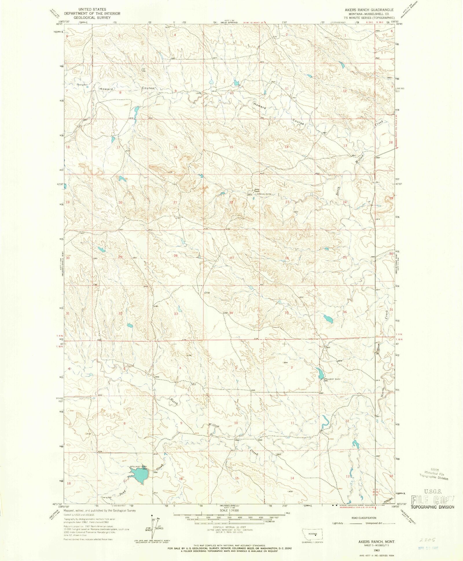 Classic USGS Akers Ranch Montana 7.5'x7.5' Topo Map – MyTopo Map Store