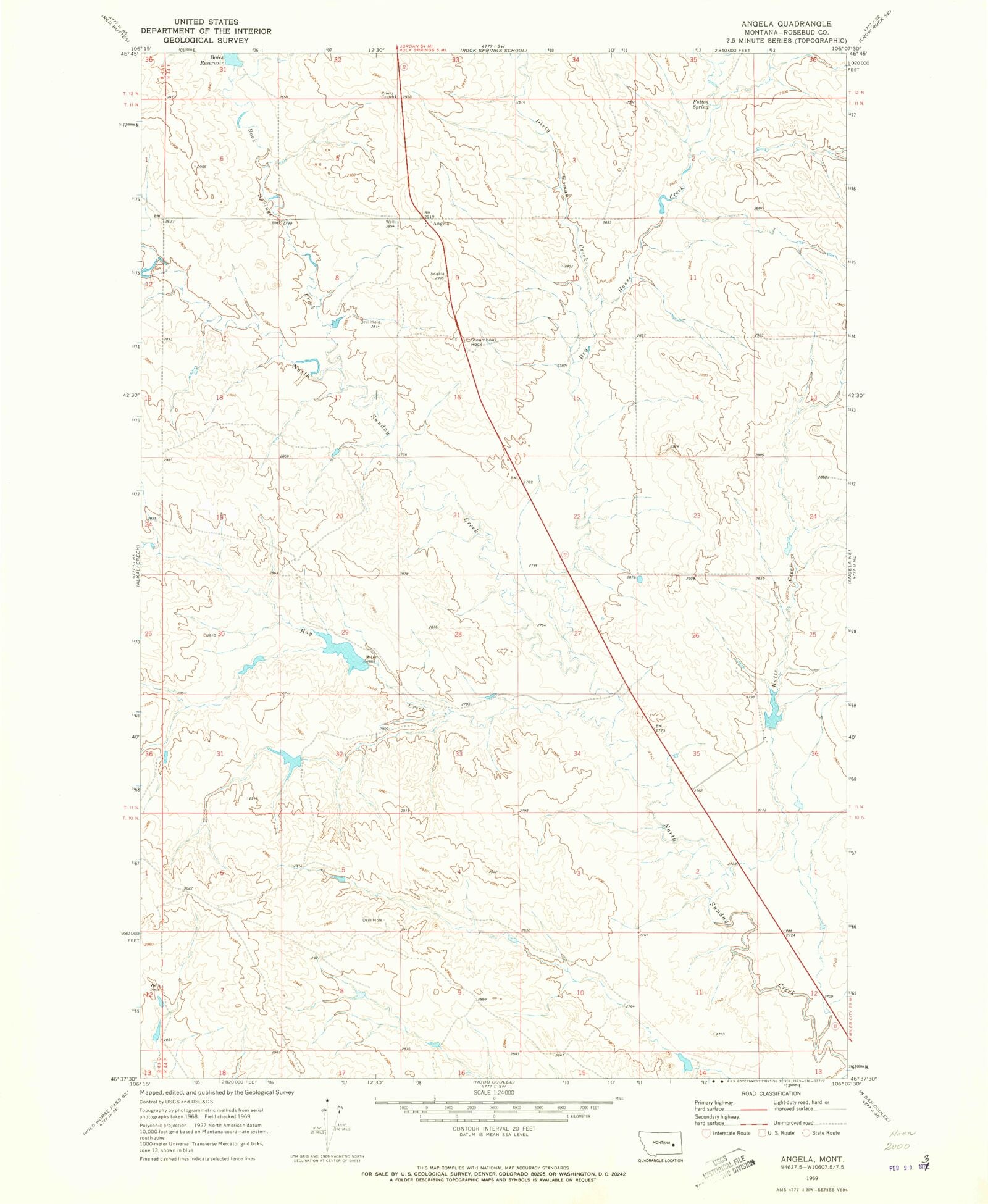 Classic USGS Angela Montana 7.5'x7.5' Topo Map – MyTopo Map Store