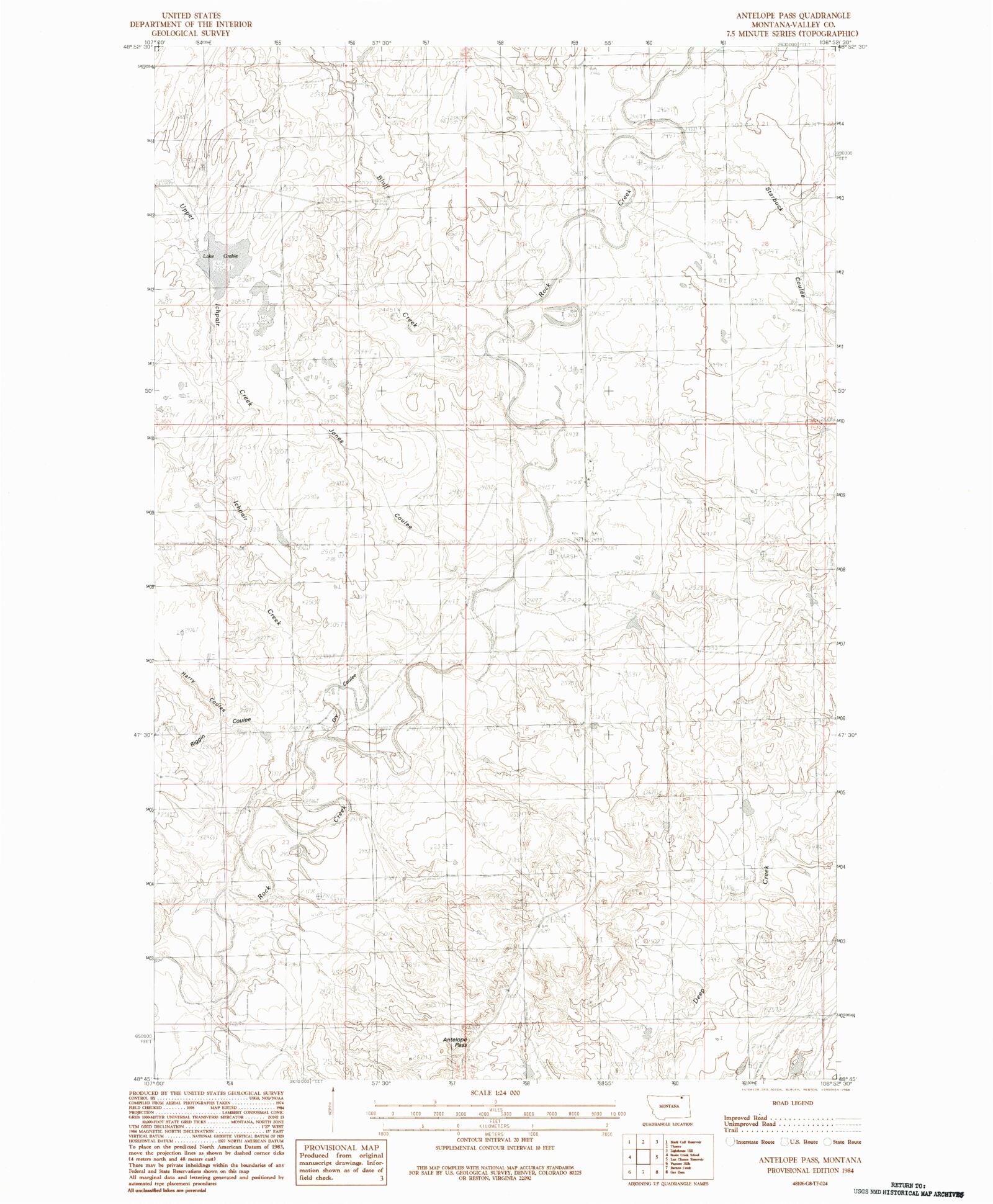 Classic USGS Antelope Pass Montana 7.5'x7.5' Topo Map – MyTopo Map Store