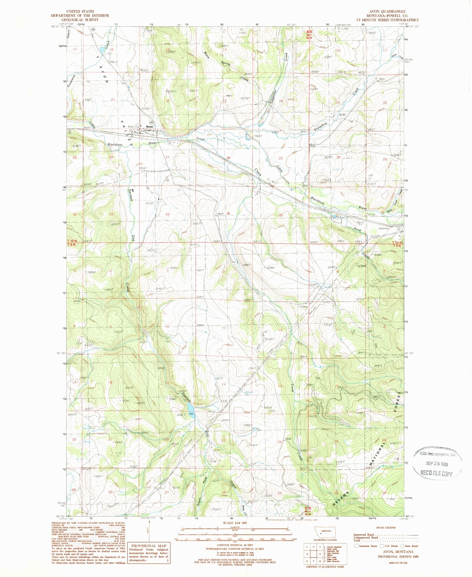 Classic USGS Avon Montana 7.5'x7.5' Topo Map – MyTopo Map Store