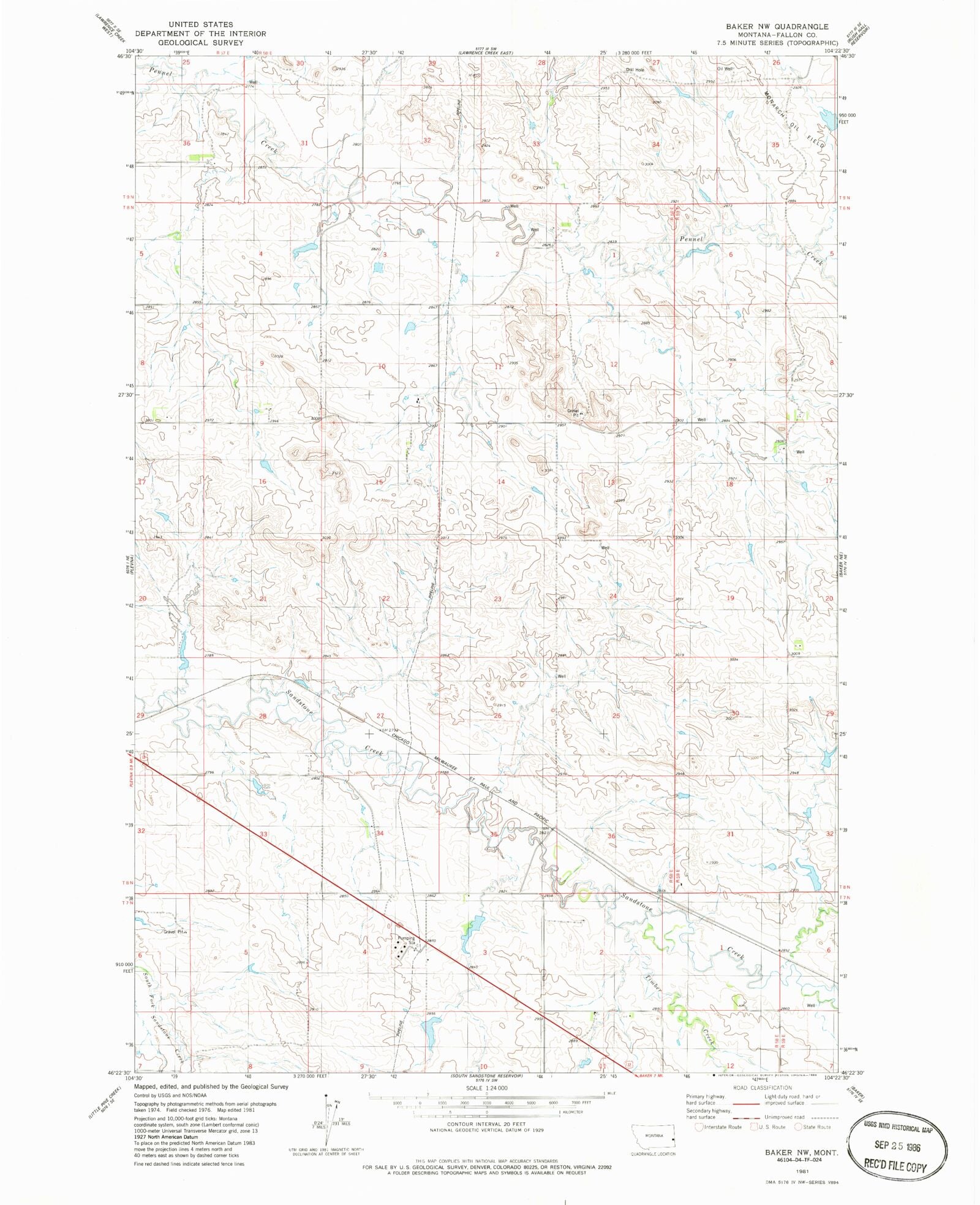 Classic USGS Baker NW Montana 7.5'x7.5' Topo Map – MyTopo Map Store