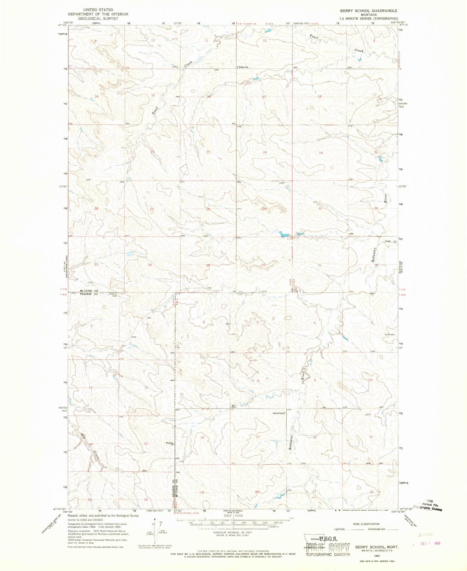 Classic USGS Berry School Montana 7.5'x7.5' Topo Map – MyTopo Map Store