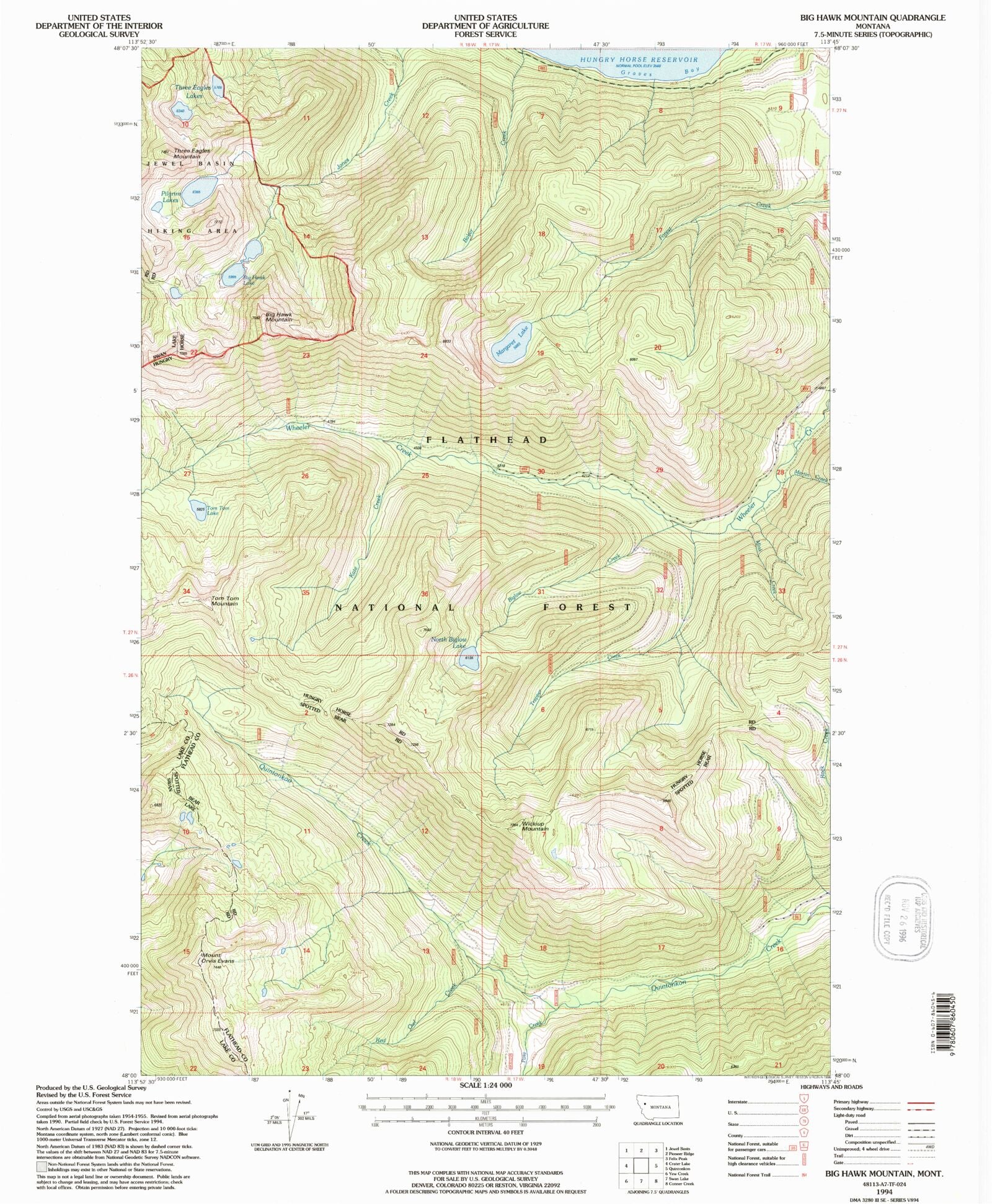 Classic USGS Big Hawk Mountain Montana 7.5'x7.5' Topo Map – MyTopo Map ...
