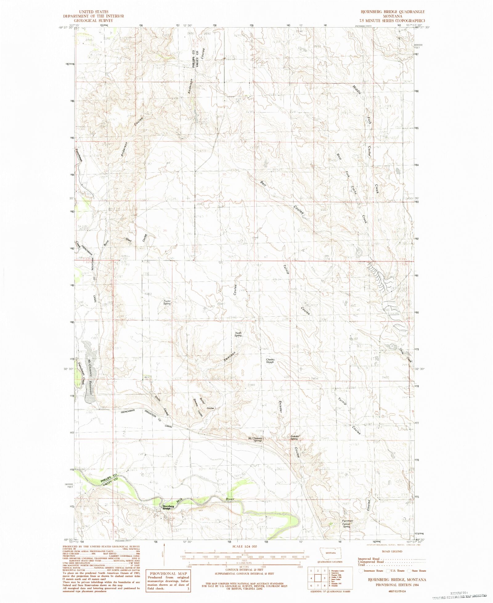 Classic USGS Bjornberg Bridge Montana 7.5'x7.5' Topo Map – MyTopo Map Store