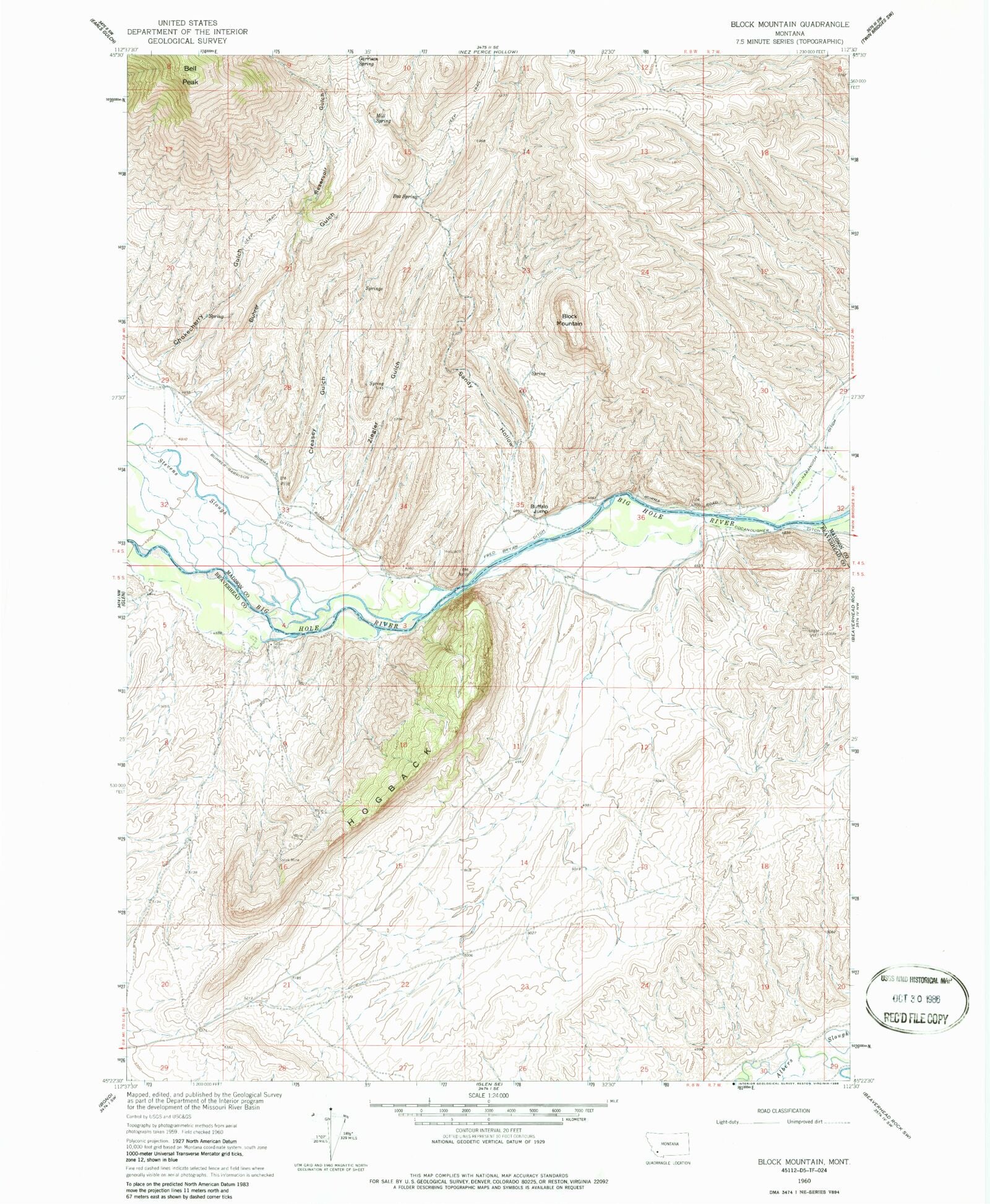 Classic USGS Block Mountain Montana 7.5'x7.5' Topo Map – MyTopo Map Store