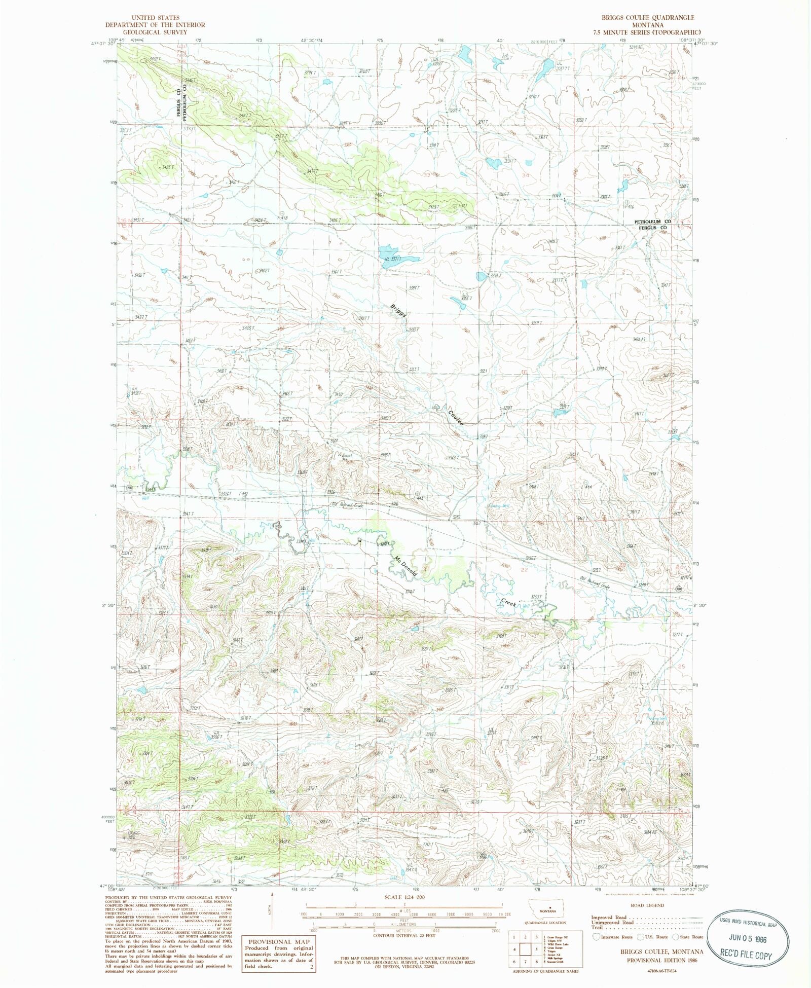 Classic USGS Briggs Coulee Montana 7.5'x7.5' Topo Map – MyTopo Map Store