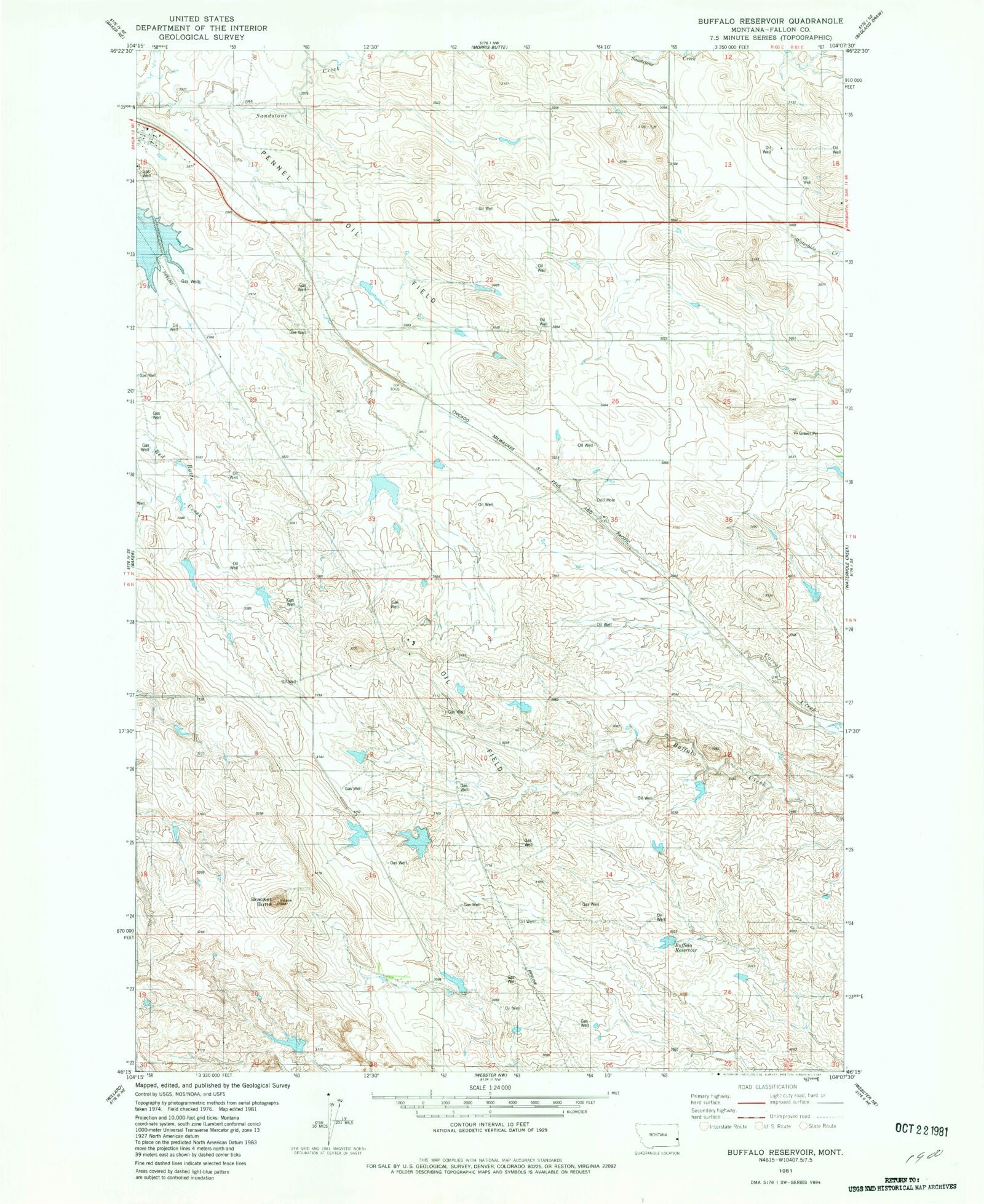 Classic USGS Buffalo Reservoir Montana 7.5'x7.5' Topo Map – MyTopo Map ...