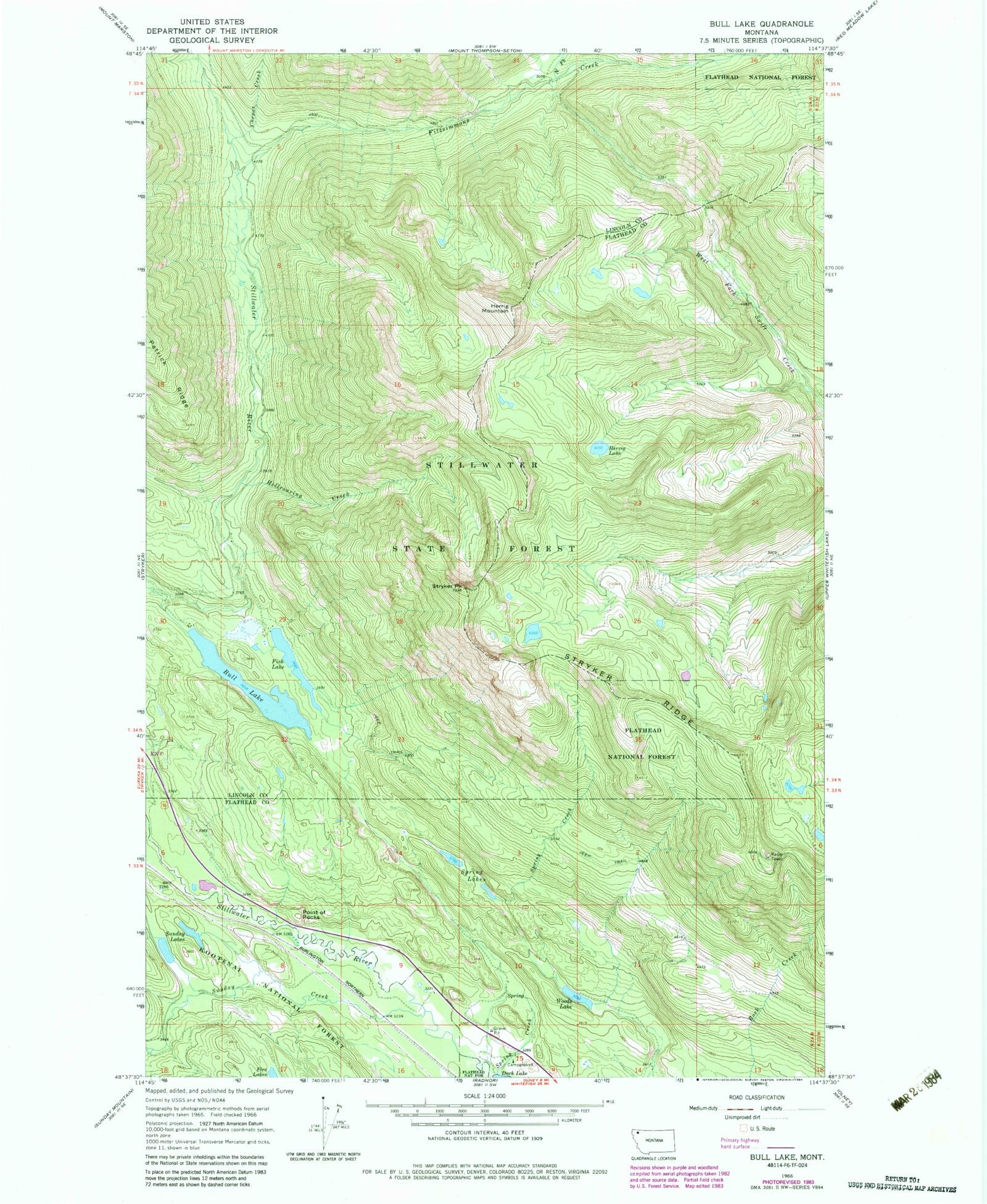 Classic USGS Bull Lake Montana 7.5'x7.5' Topo Map – MyTopo Map Store