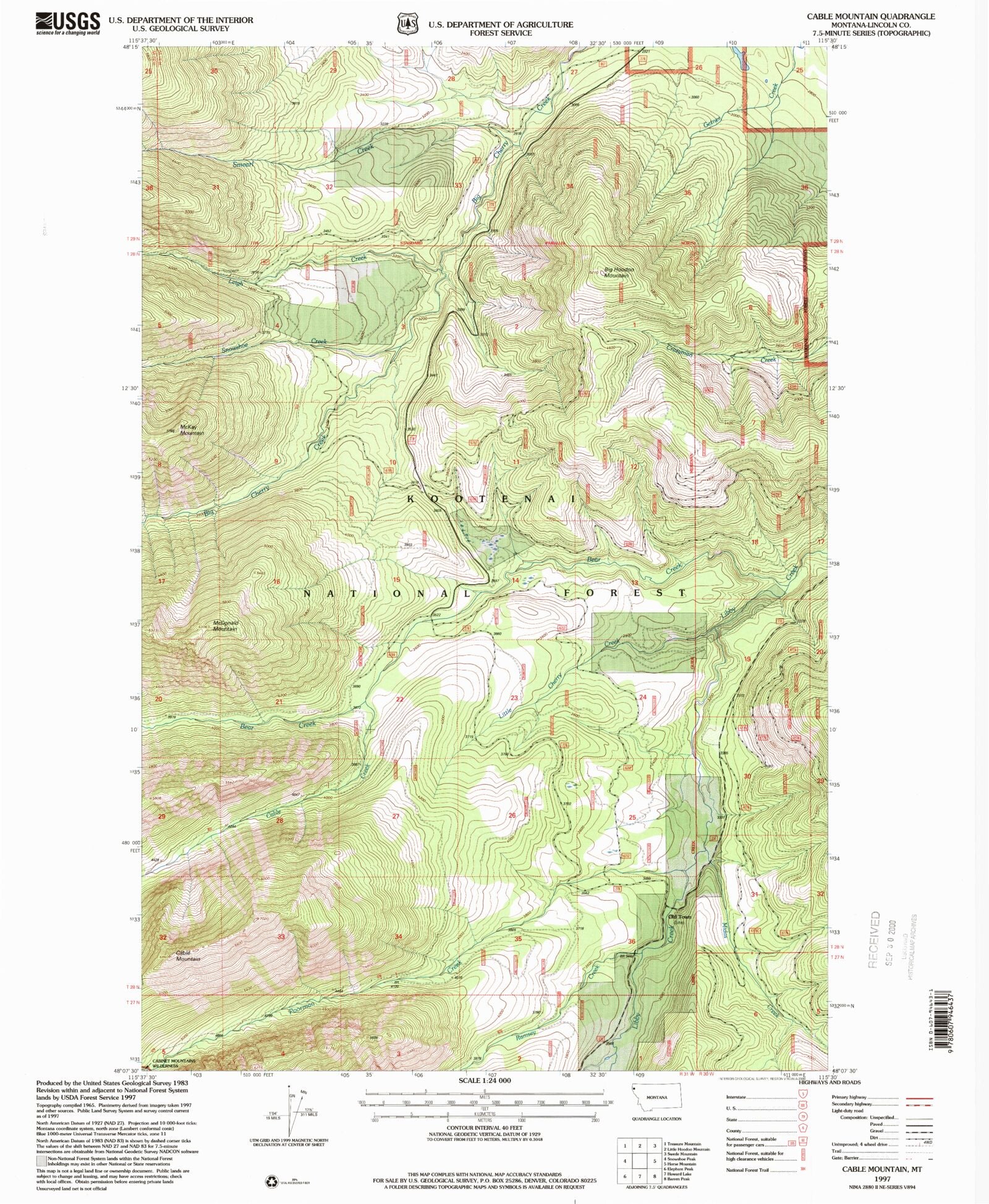 Classic USGS Cable Mountain Montana 7.5'x7.5' Topo Map – MyTopo Map Store