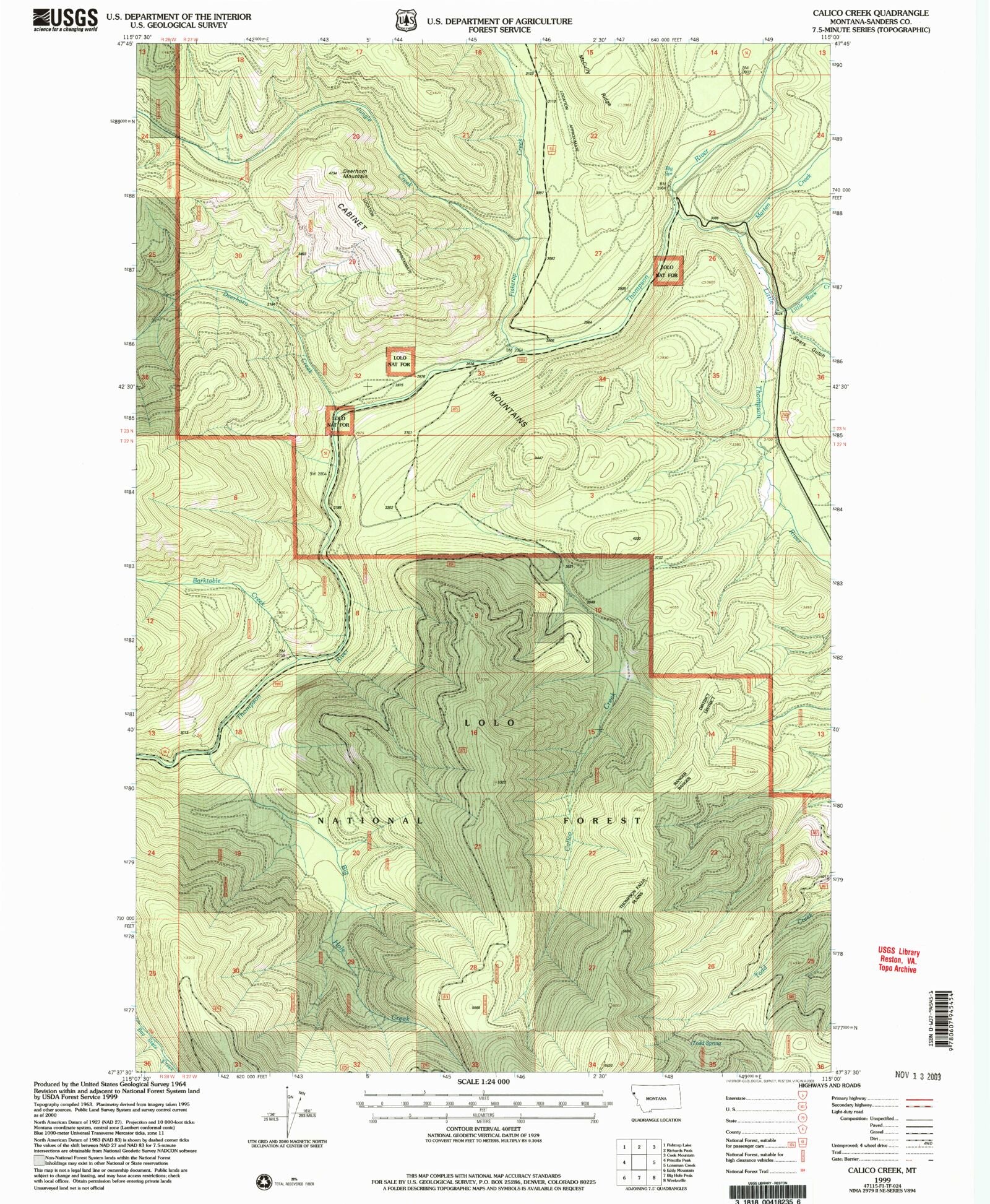 Classic USGS Calico Creek Montana 7.5'x7.5' Topo Map – MyTopo Map Store