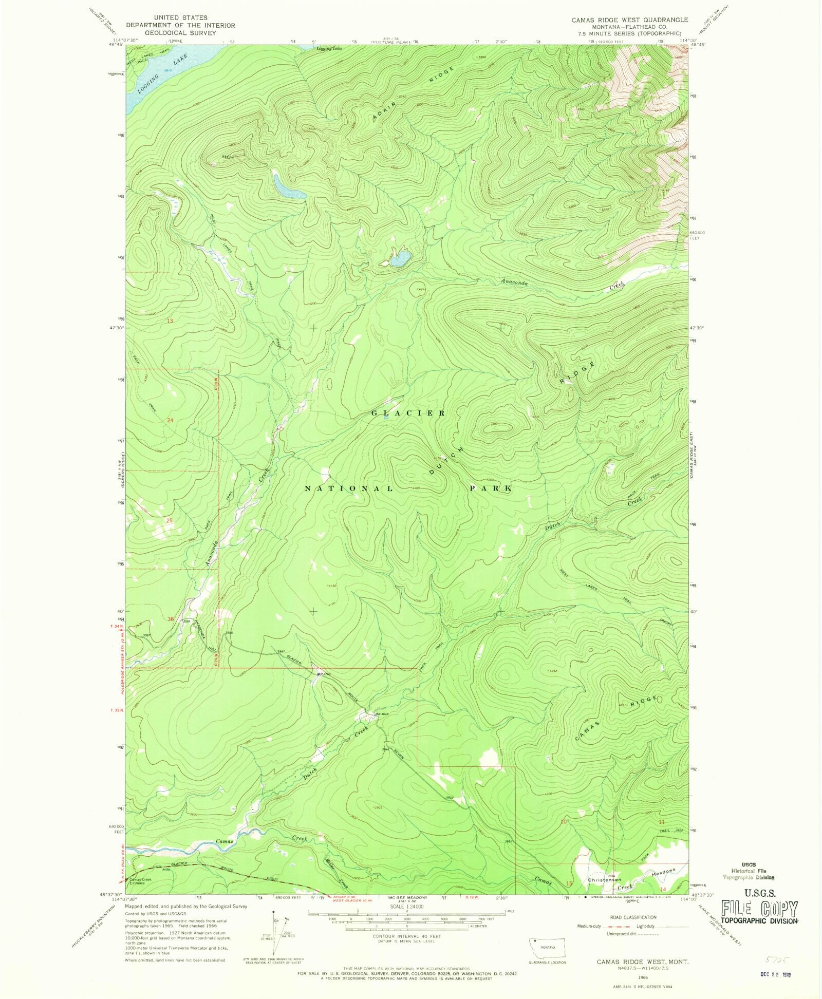 Classic USGS Camas Ridge West Montana 7.5'x7.5' Topo Map – MyTopo Map Store