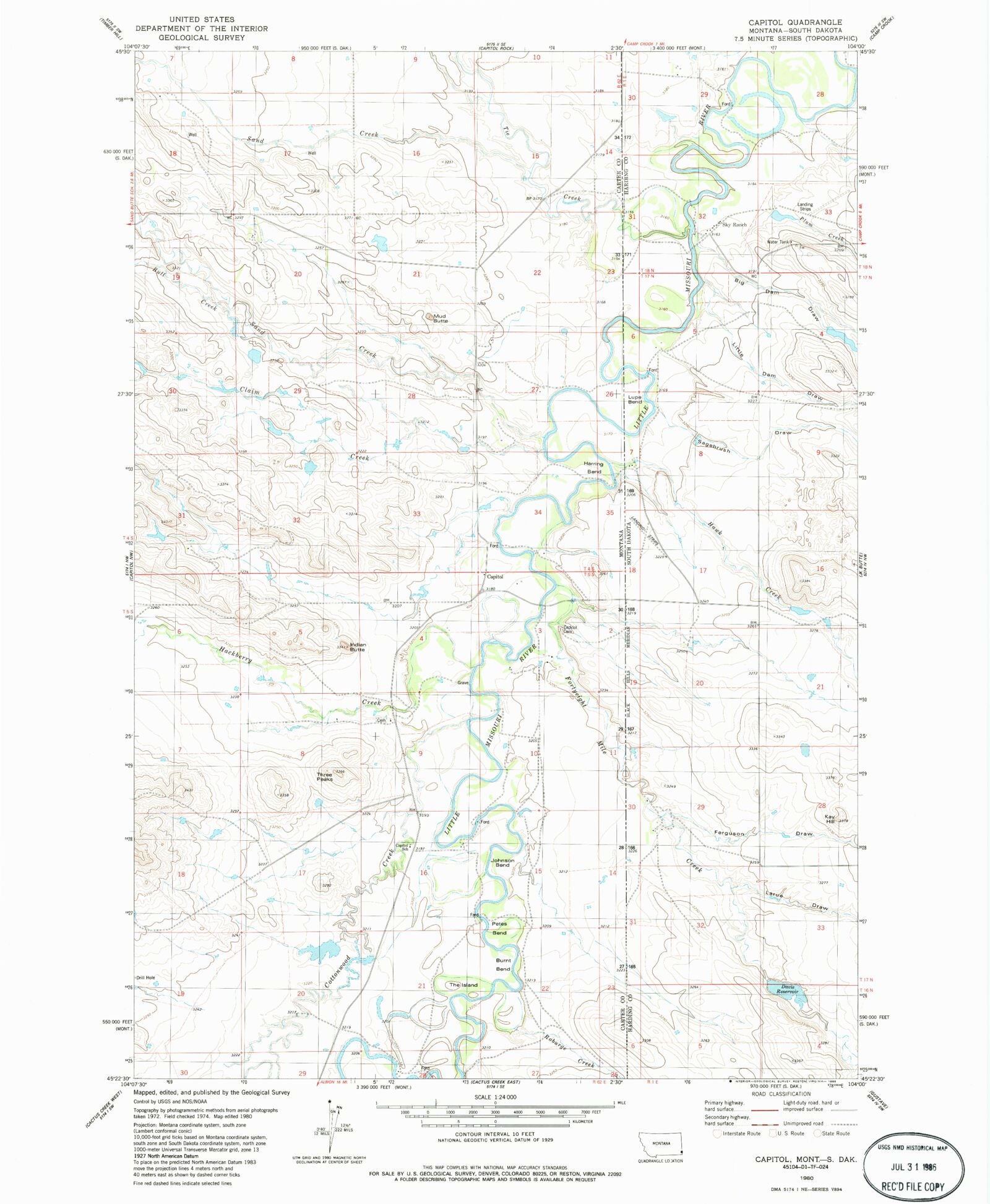 Classic USGS Capitol Montana 7.5'x7.5' Topo Map – MyTopo Map Store
