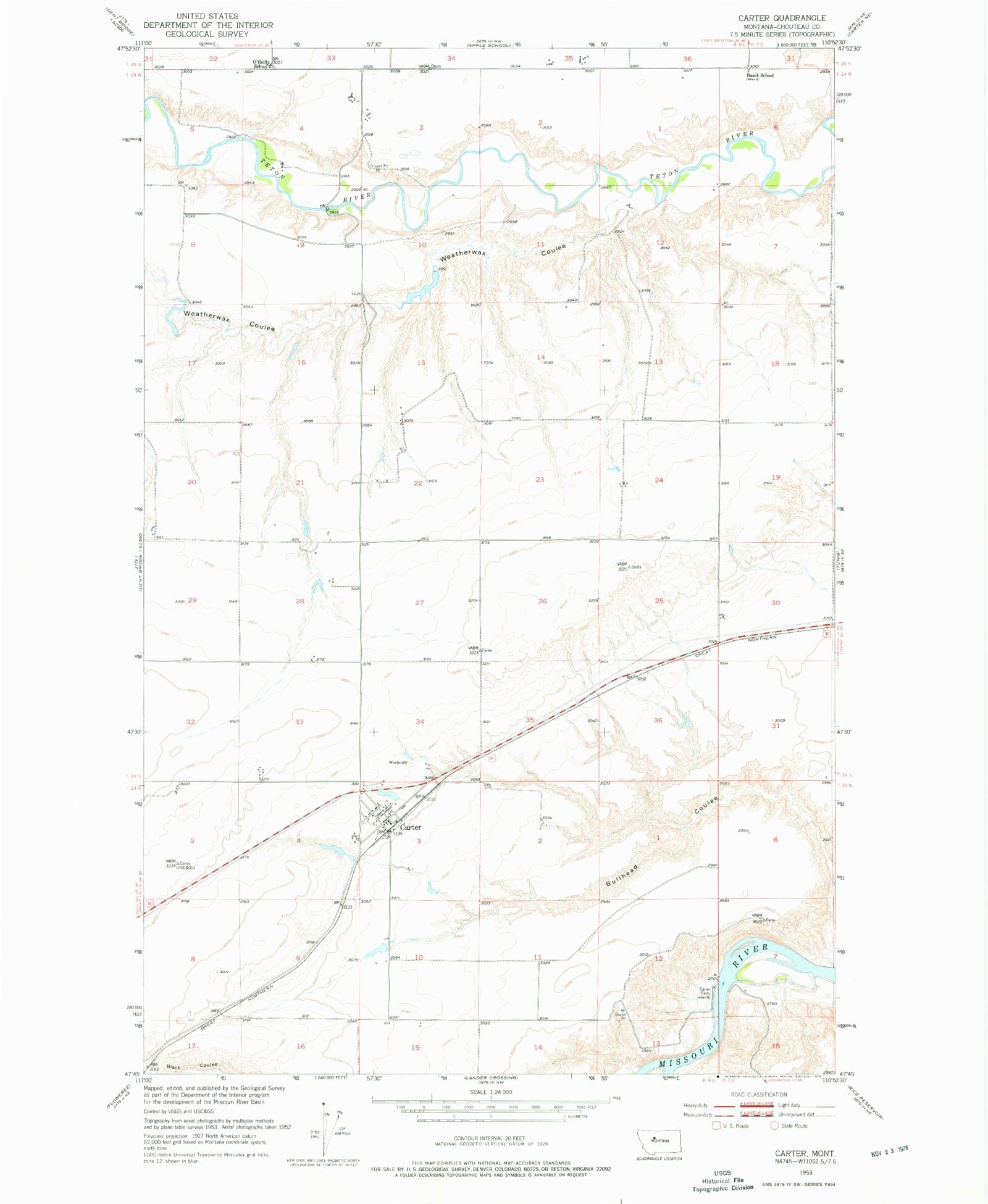 Classic USGS Carter Montana 7.5'x7.5' Topo Map – MyTopo Map Store