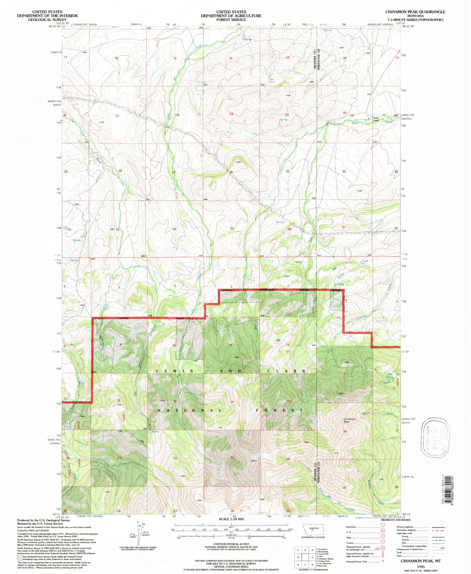 Classic USGS Cinnamon Peak Montana 7.5'x7.5' Topo Map – MyTopo Map Store