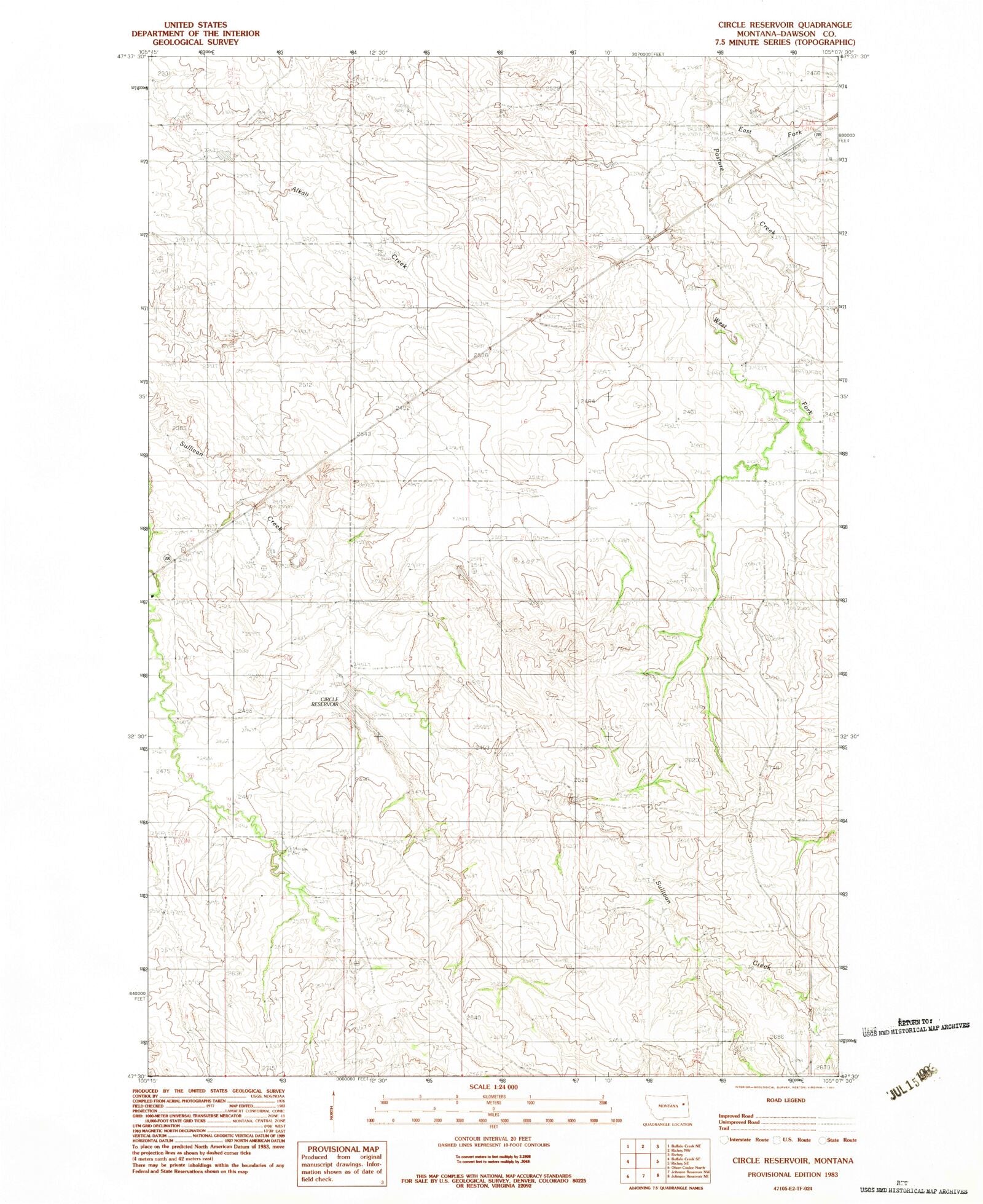 Classic USGS Circle Reservoir Montana 7.5'x7.5' Topo Map – MyTopo Map Store