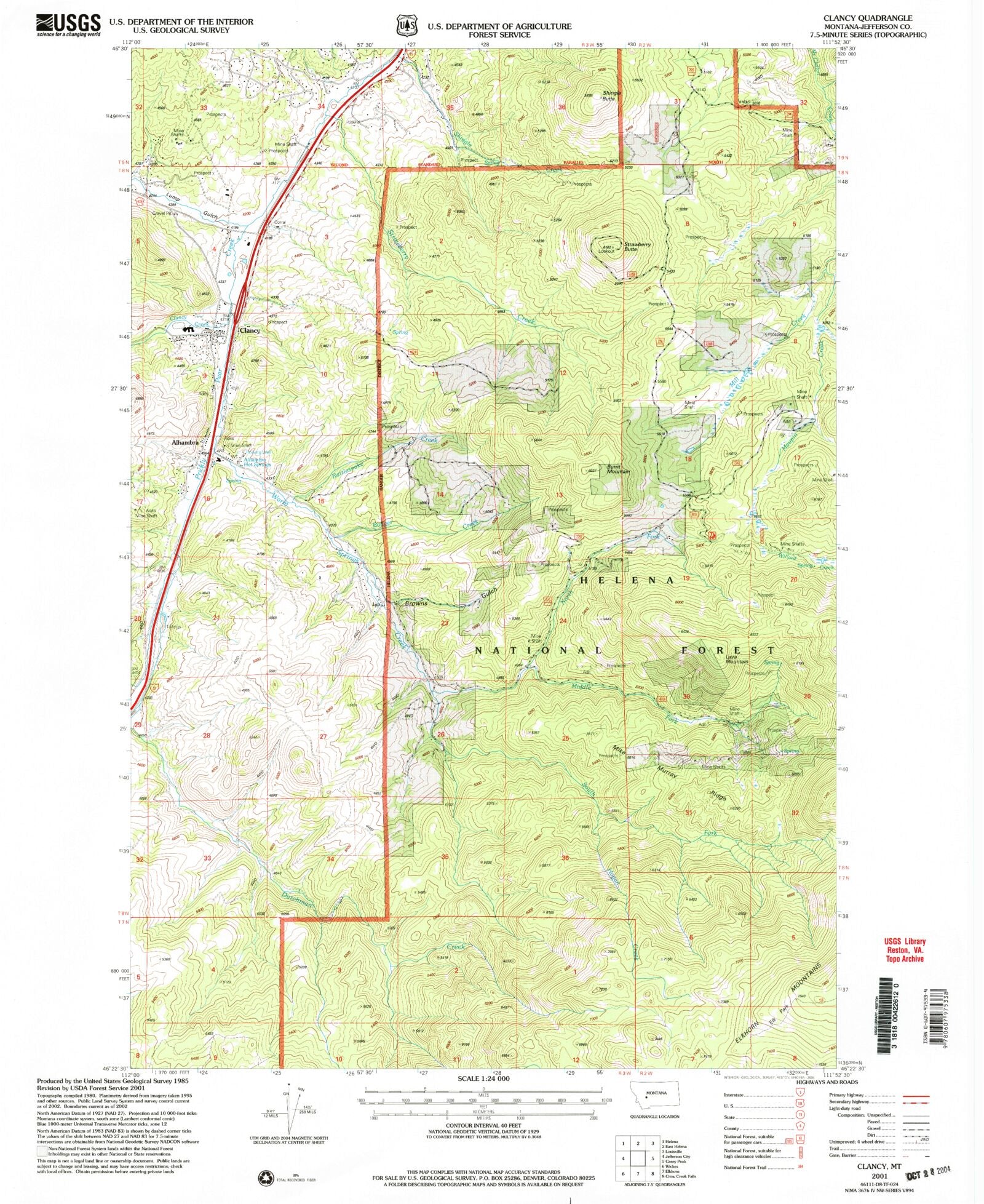 Classic USGS Clancy Montana 7.5'x7.5' Topo Map – MyTopo Map Store