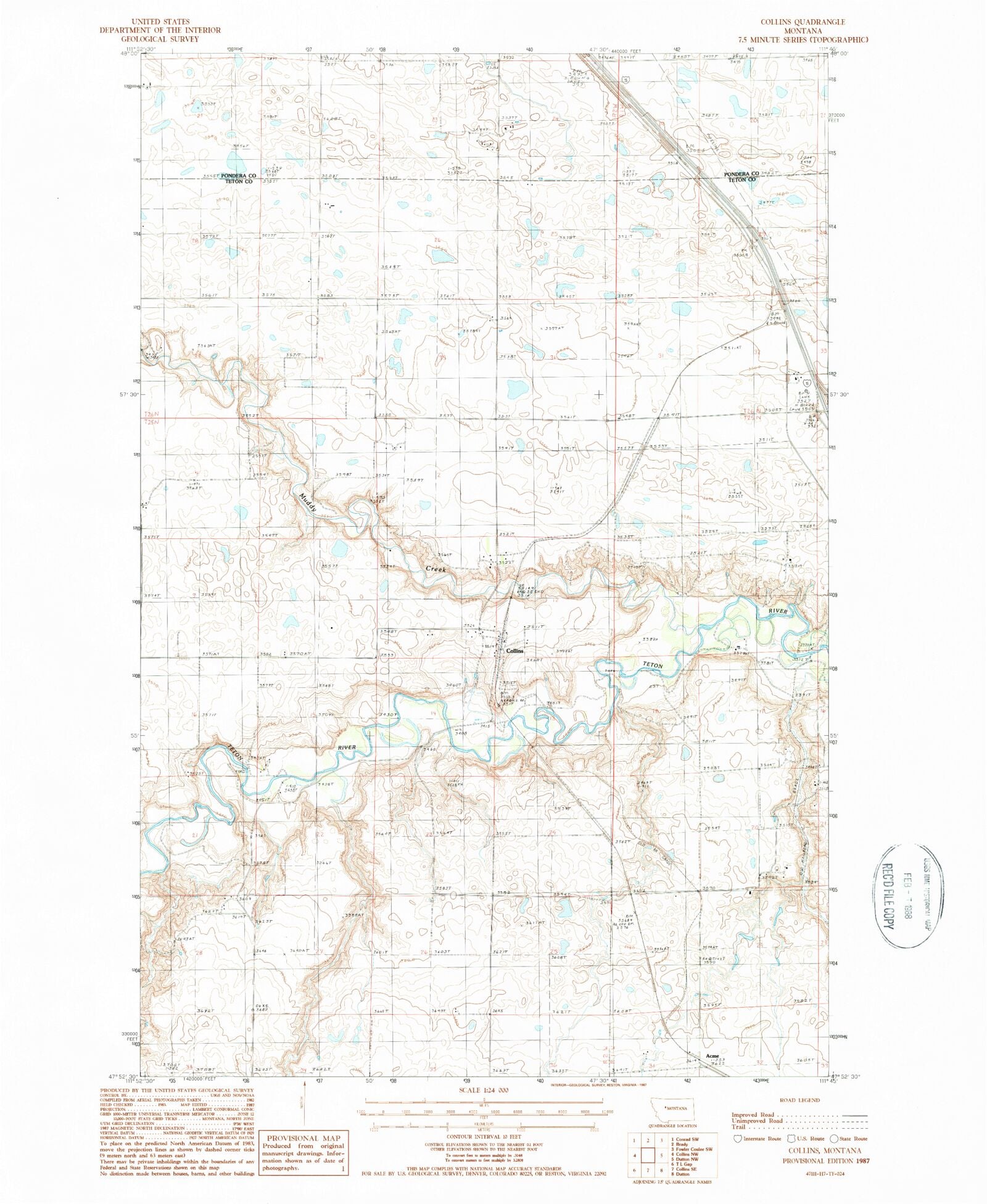 Classic USGS Collins Montana 7.5'x7.5' Topo Map – MyTopo Map Store