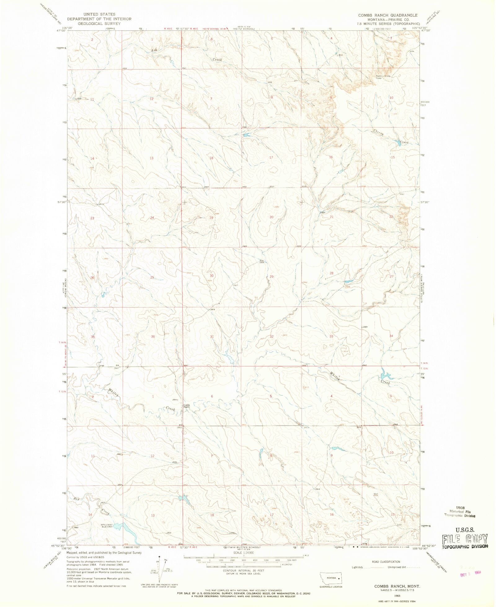 Classic USGS Combs Ranch Montana 7.5'x7.5' Topo Map – MyTopo Map Store