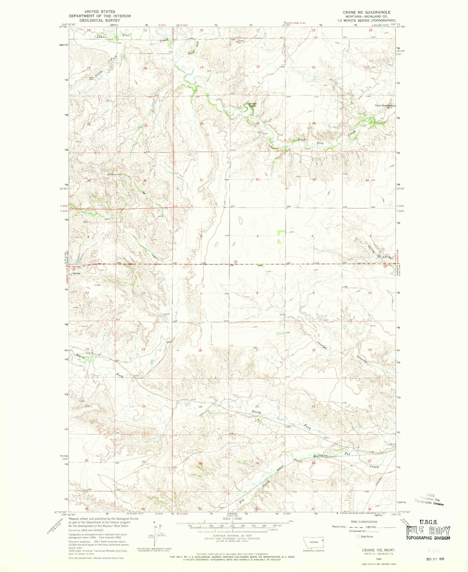 Classic USGS Crane NE Montana 7.5'x7.5' Topo Map – MyTopo Map Store