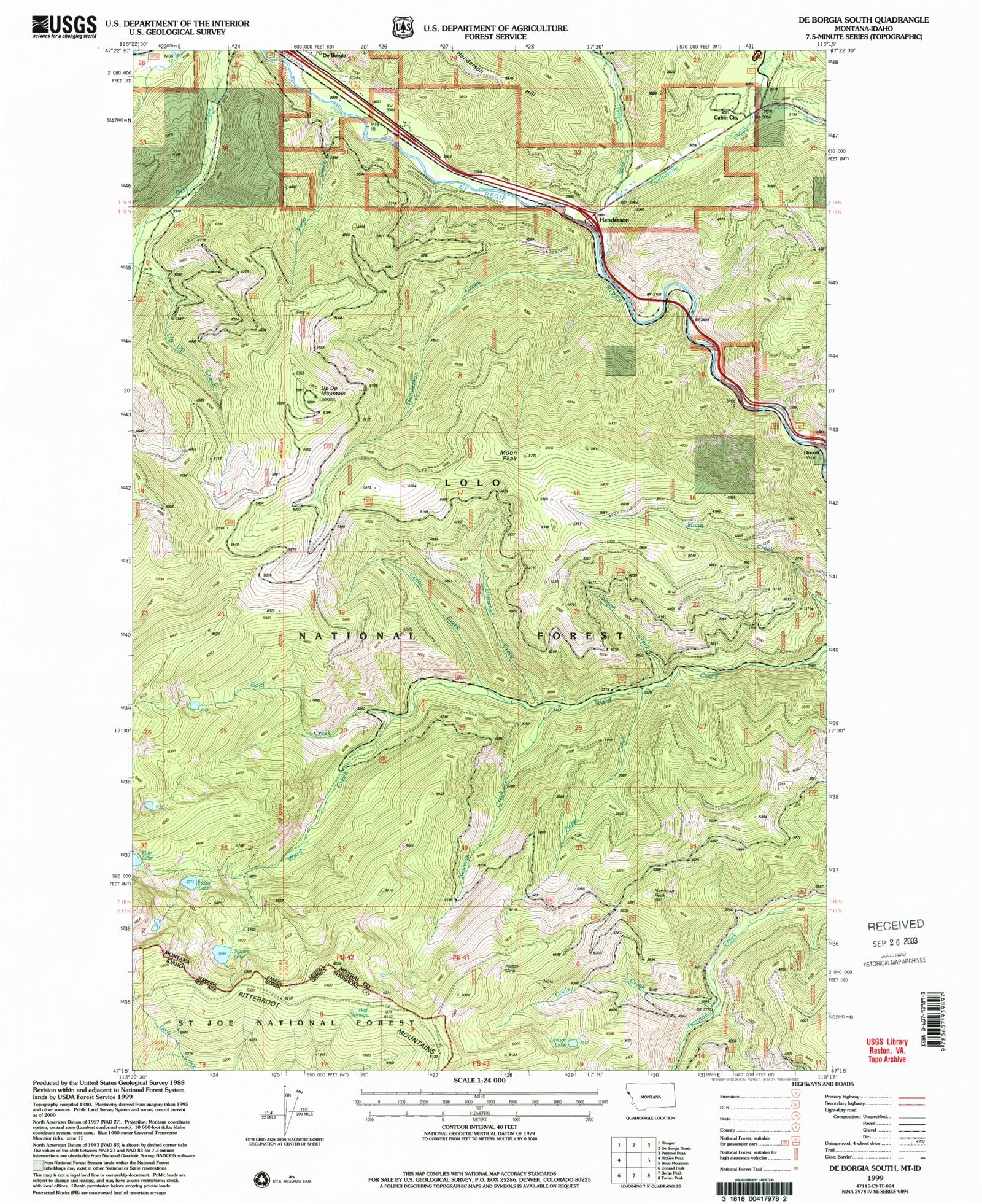 Classic USGS De Borgia South Montana 7.5'x7.5' Topo Map – MyTopo Map Store