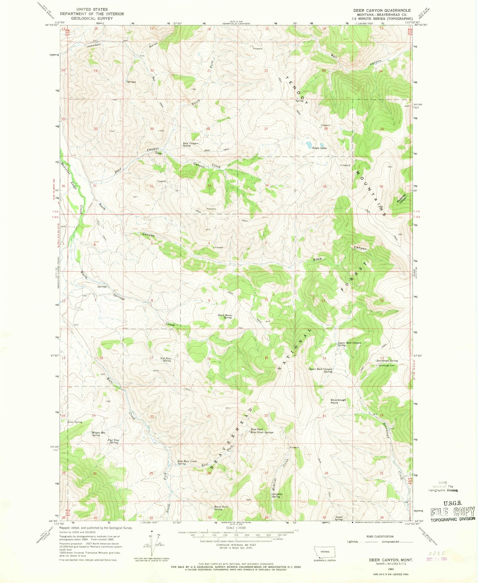 Classic USGS Deer Canyon Montana 7.5'x7.5' Topo Map – MyTopo Map Store