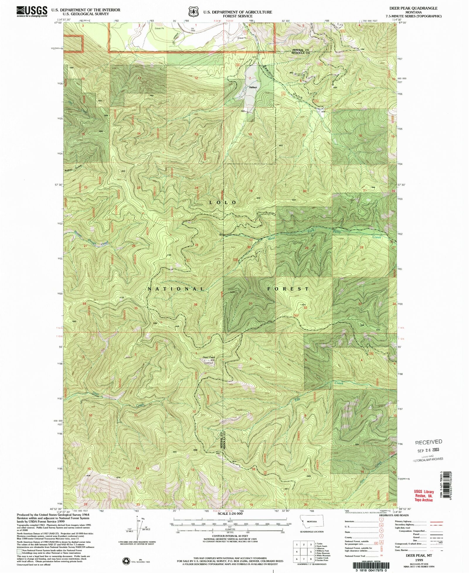 Classic USGS Deer Peak Montana 7.5'x7.5' Topo Map – MyTopo Map Store